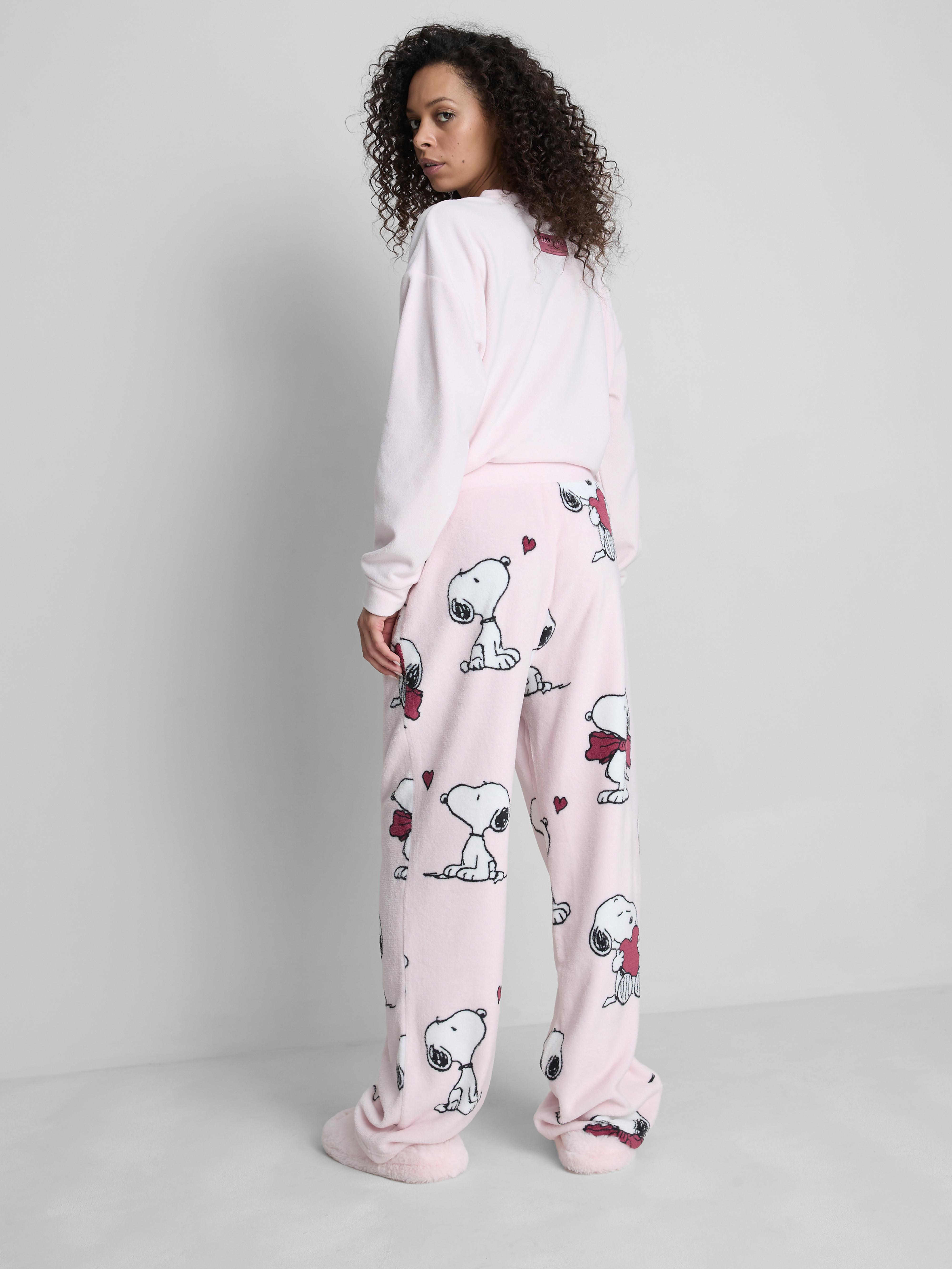 Womens Pink Snoopy Plush Pyjama Bottoms | Primark