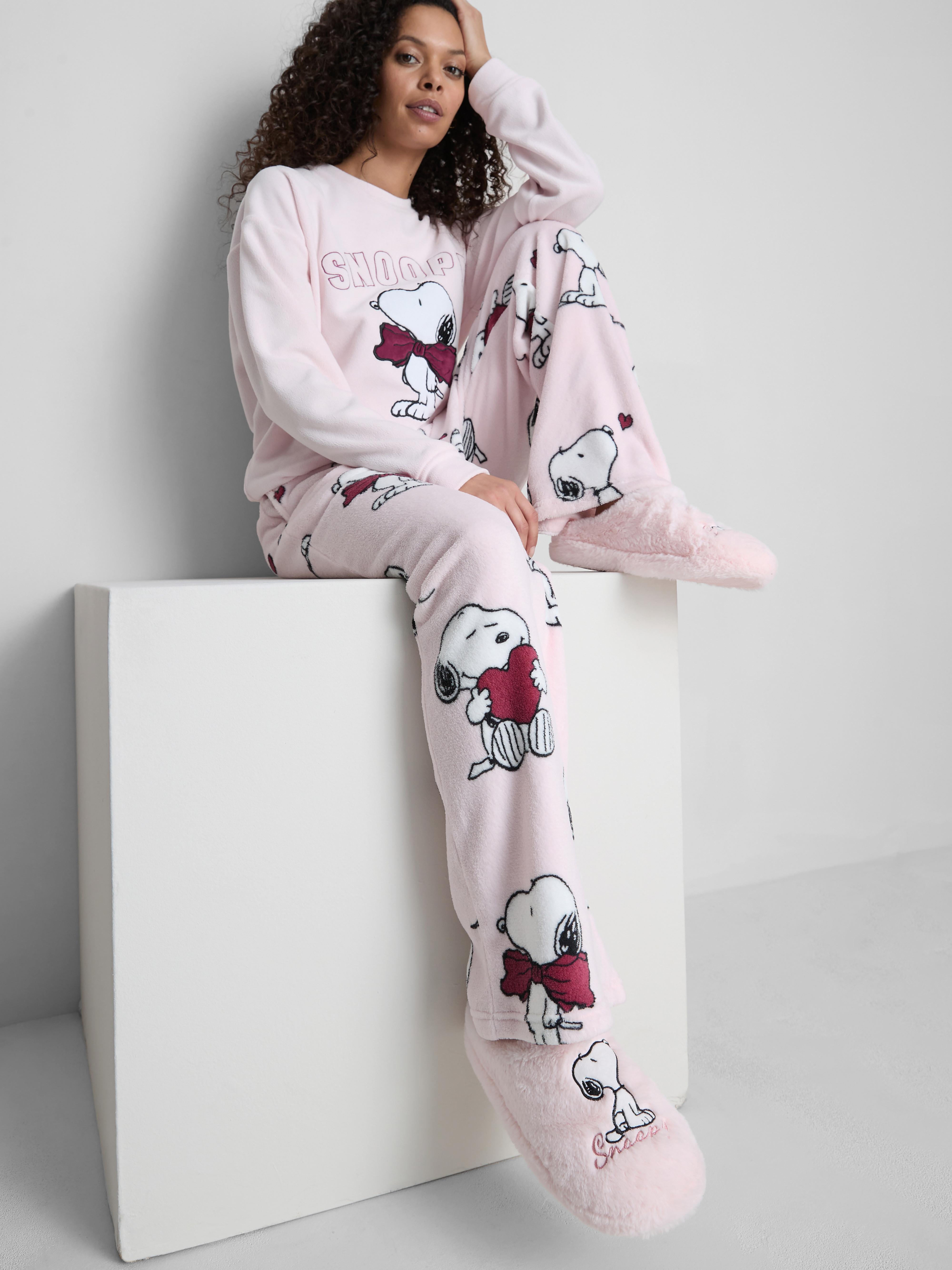 Womens Pink Snoopy Plush Pyjama Bottoms | Primark