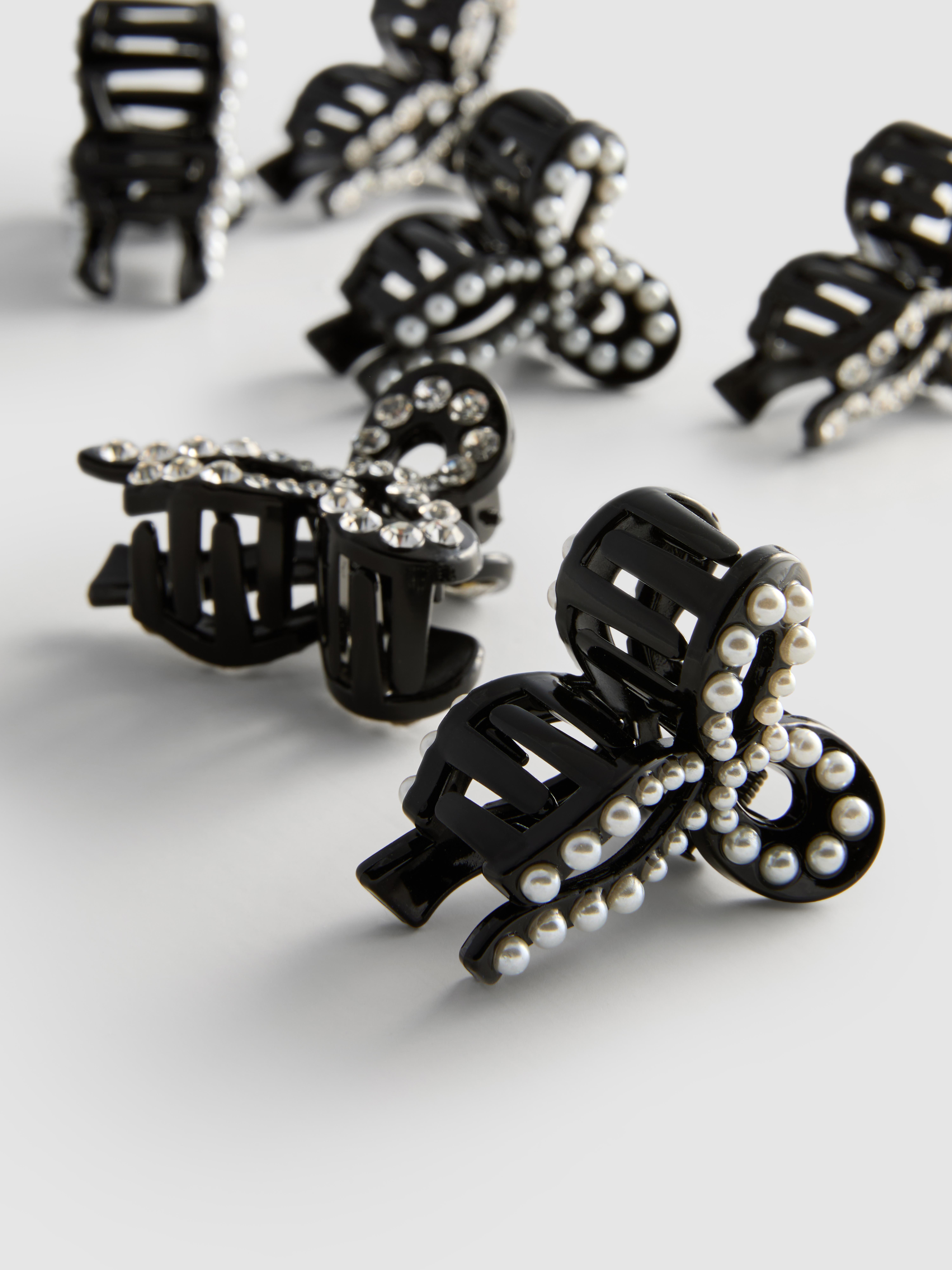 Women's Black 6pk Rhinestone Bow Claw Clips | Primark