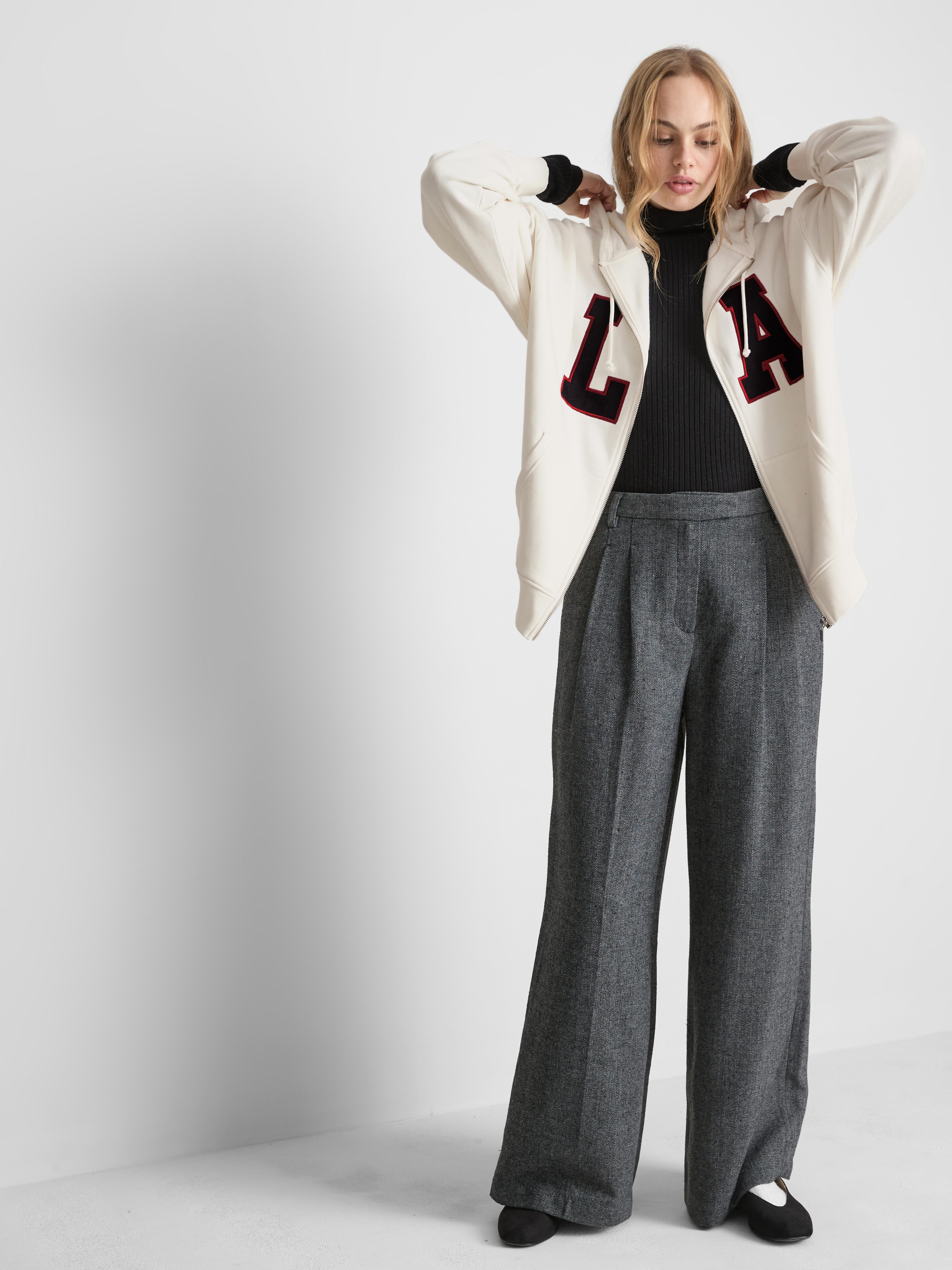 Oversized hoodie met rits en print - Ivoorwit - Dames | Primark