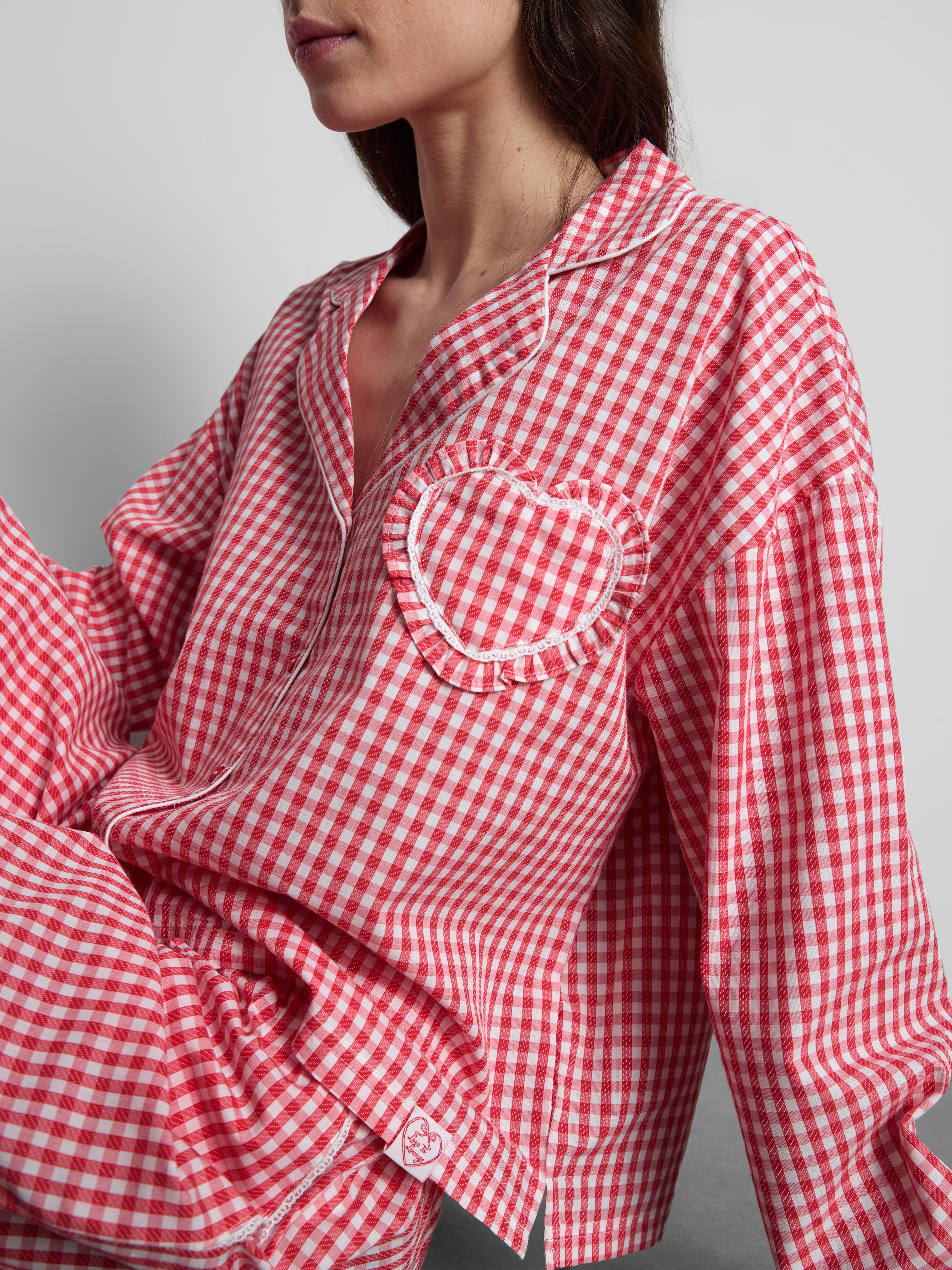 Women's Red Gingham Heart Detail Pajama Shirt | Primark