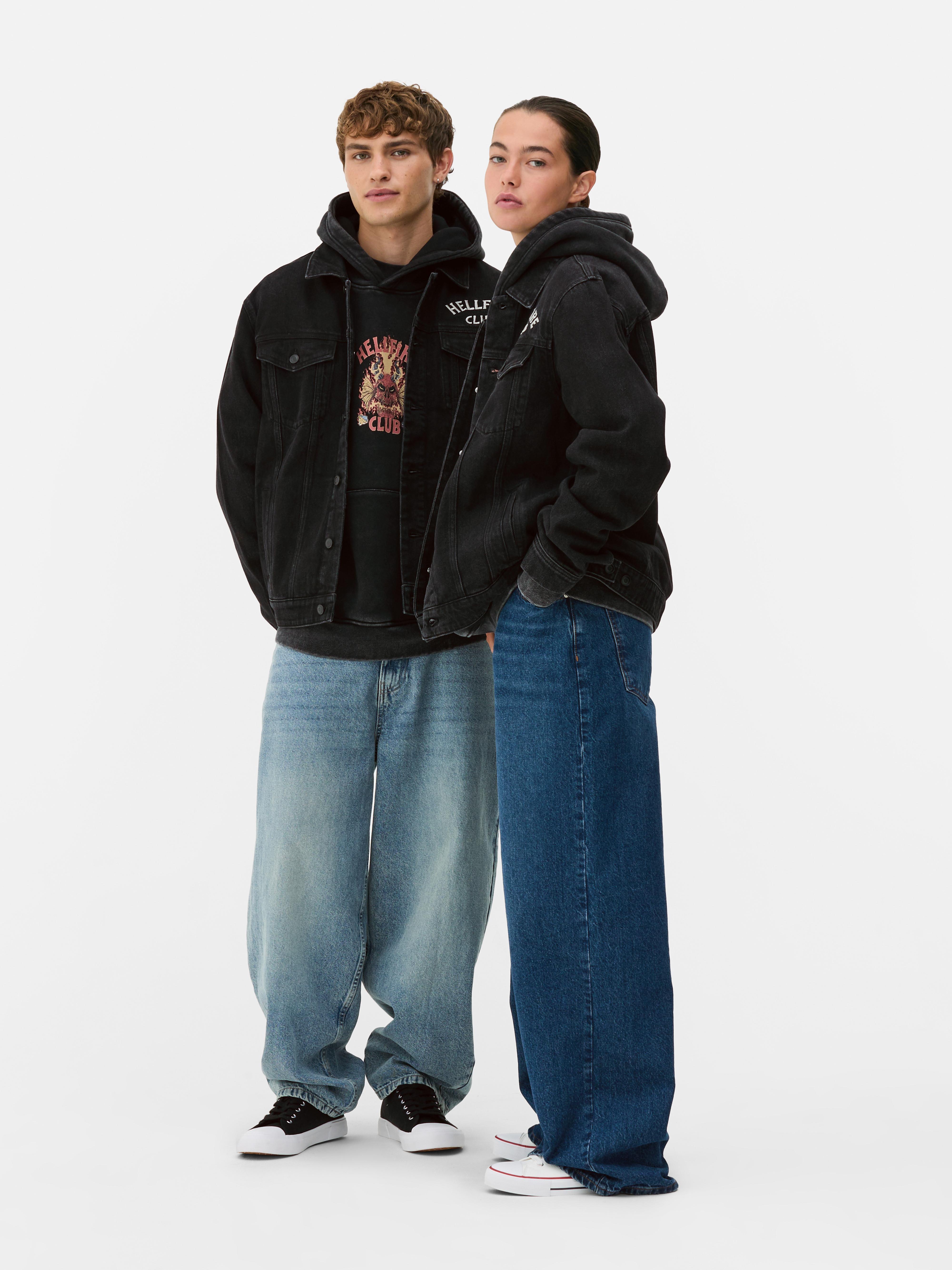 Men's Black Stranger Things Hellfire Club Denim Jacket | Primark