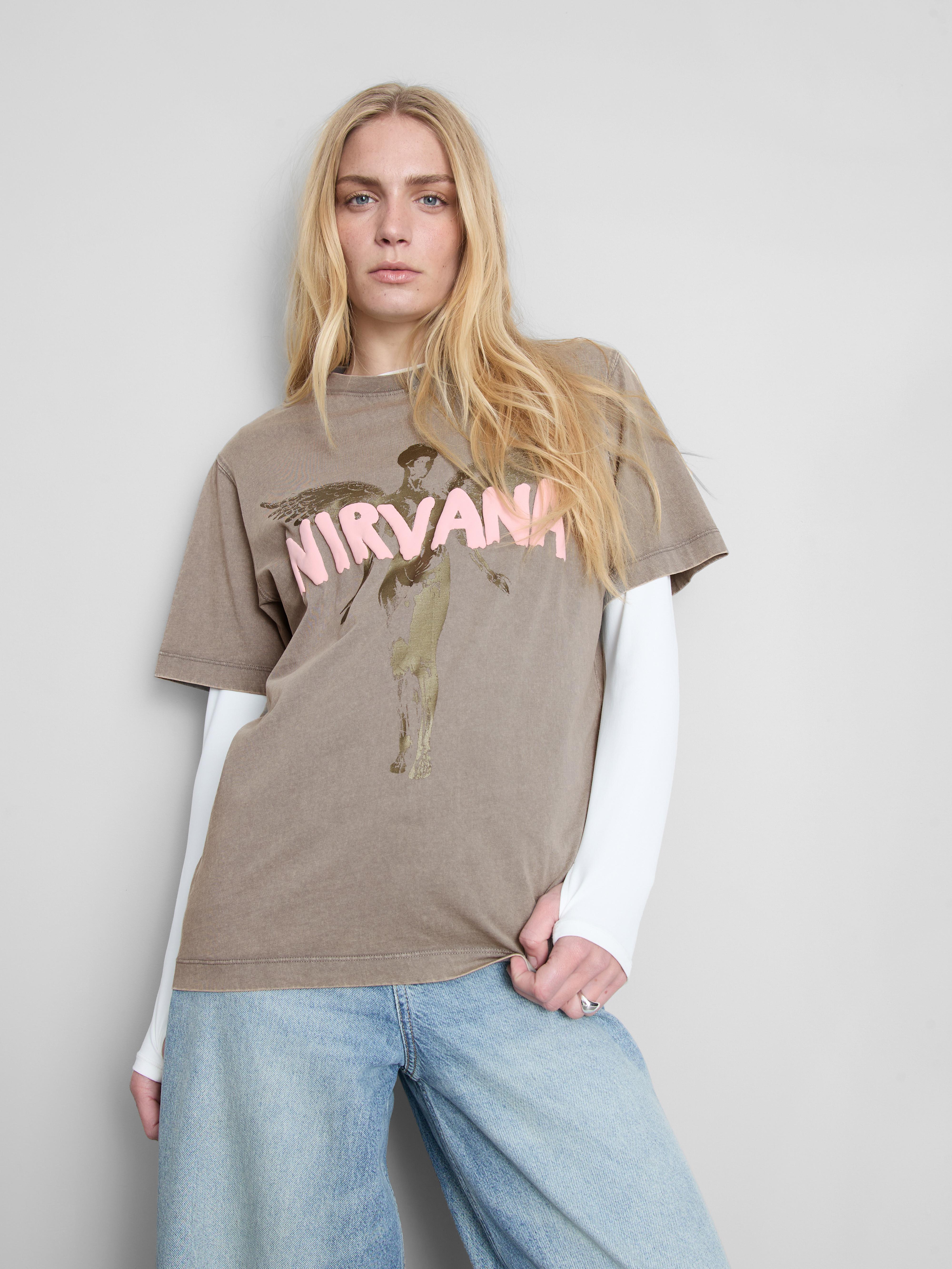 T-Shirt mit „Nirvana“ Folien-Print - Anthrazitfarben - Damen | Primark