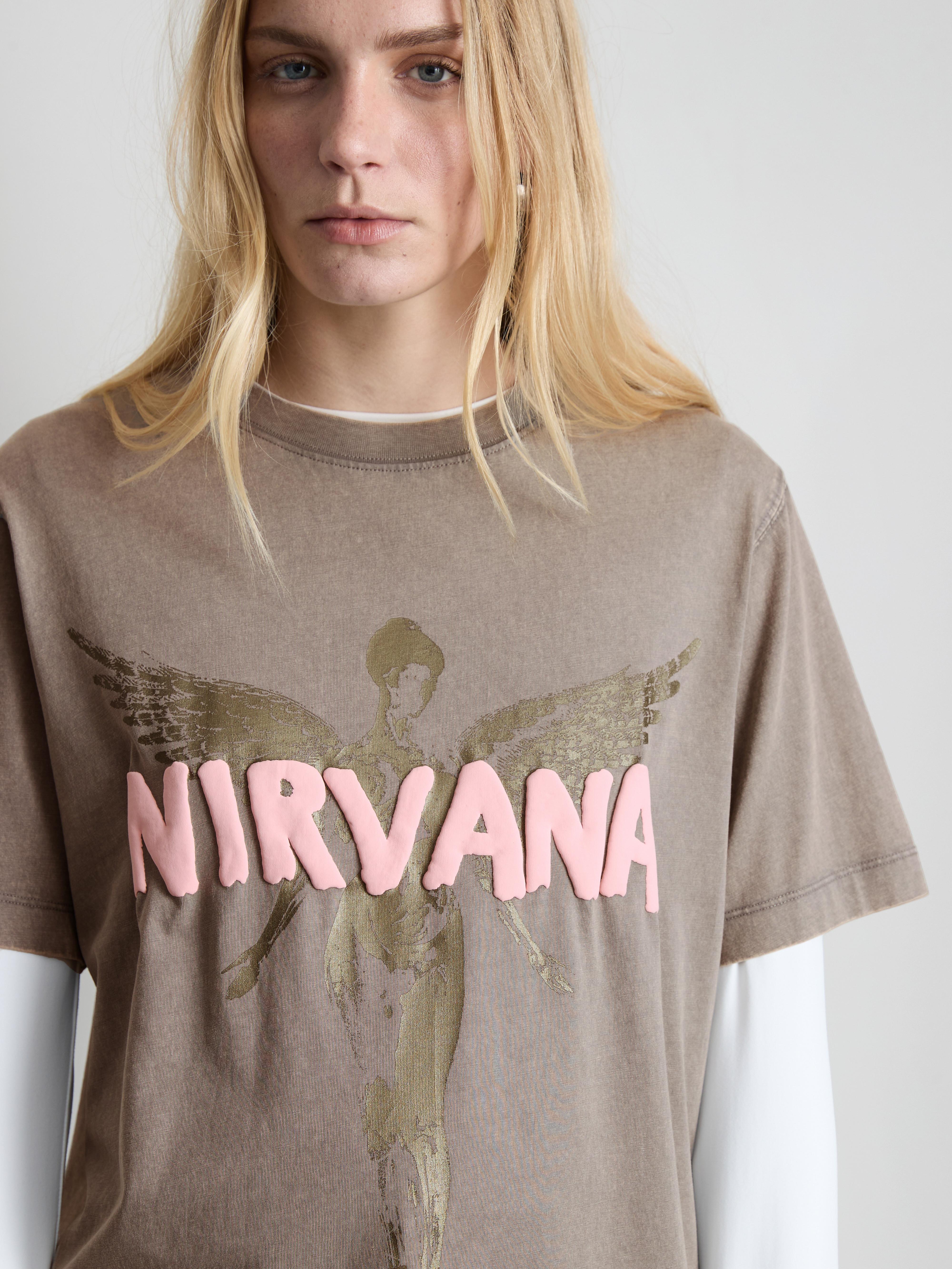 T-Shirt mit „Nirvana“ Folien-Print - Anthrazitfarben - Damen | Primark