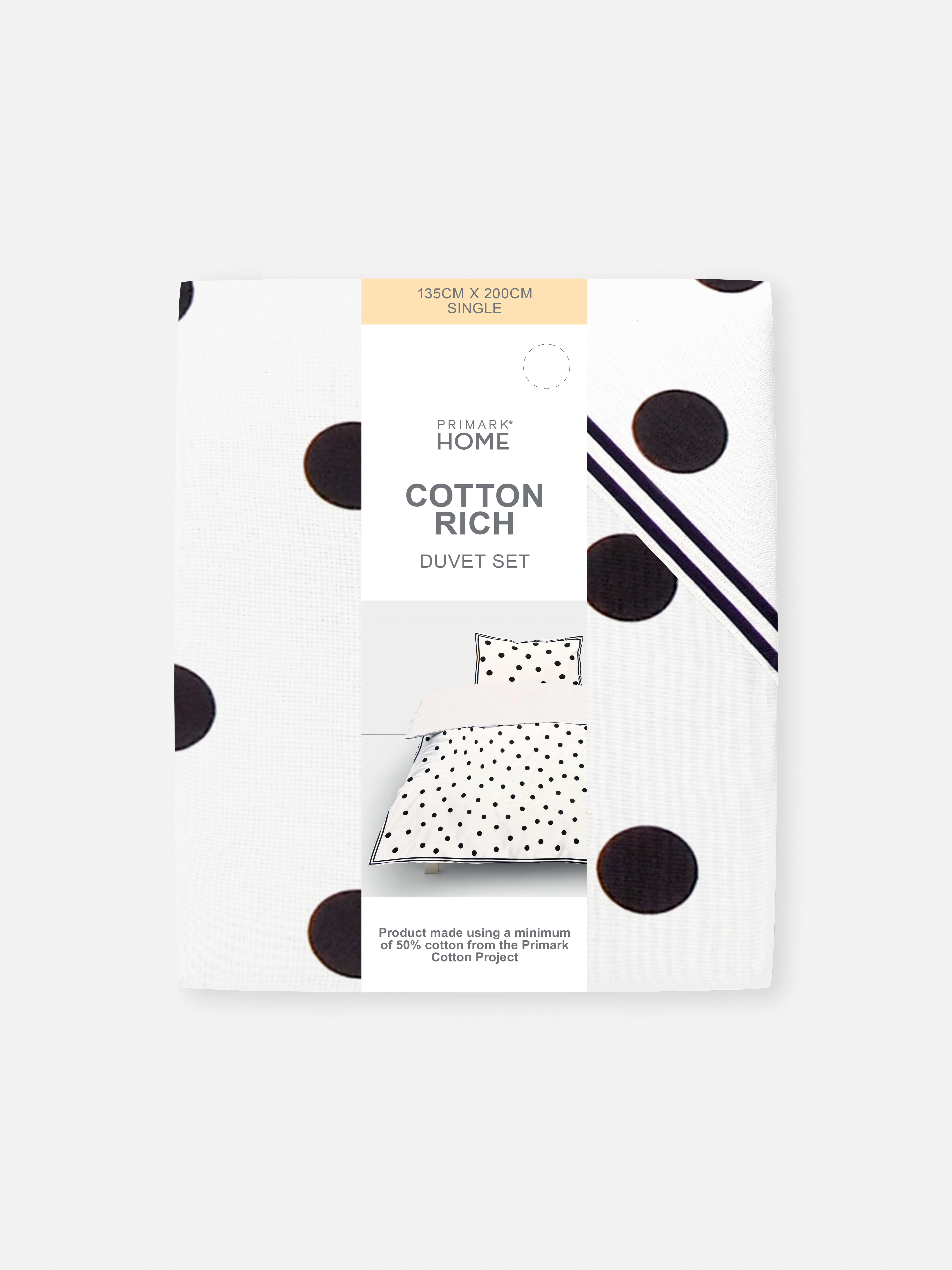 Black Polka Dot Single Duvet Cover Set | Primark