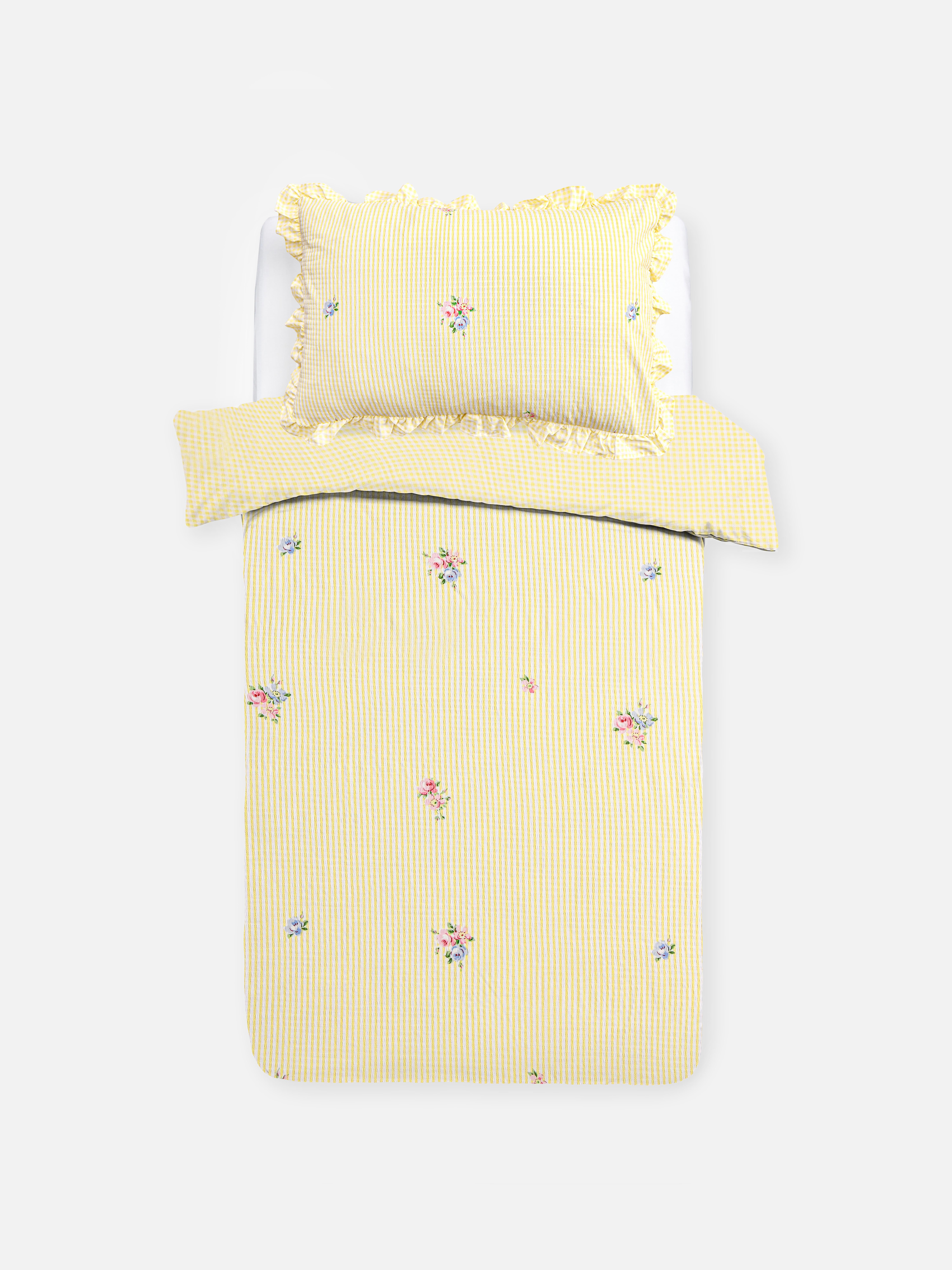 Yellow Seersucker Floral Single Duvet Cover Set | Primark