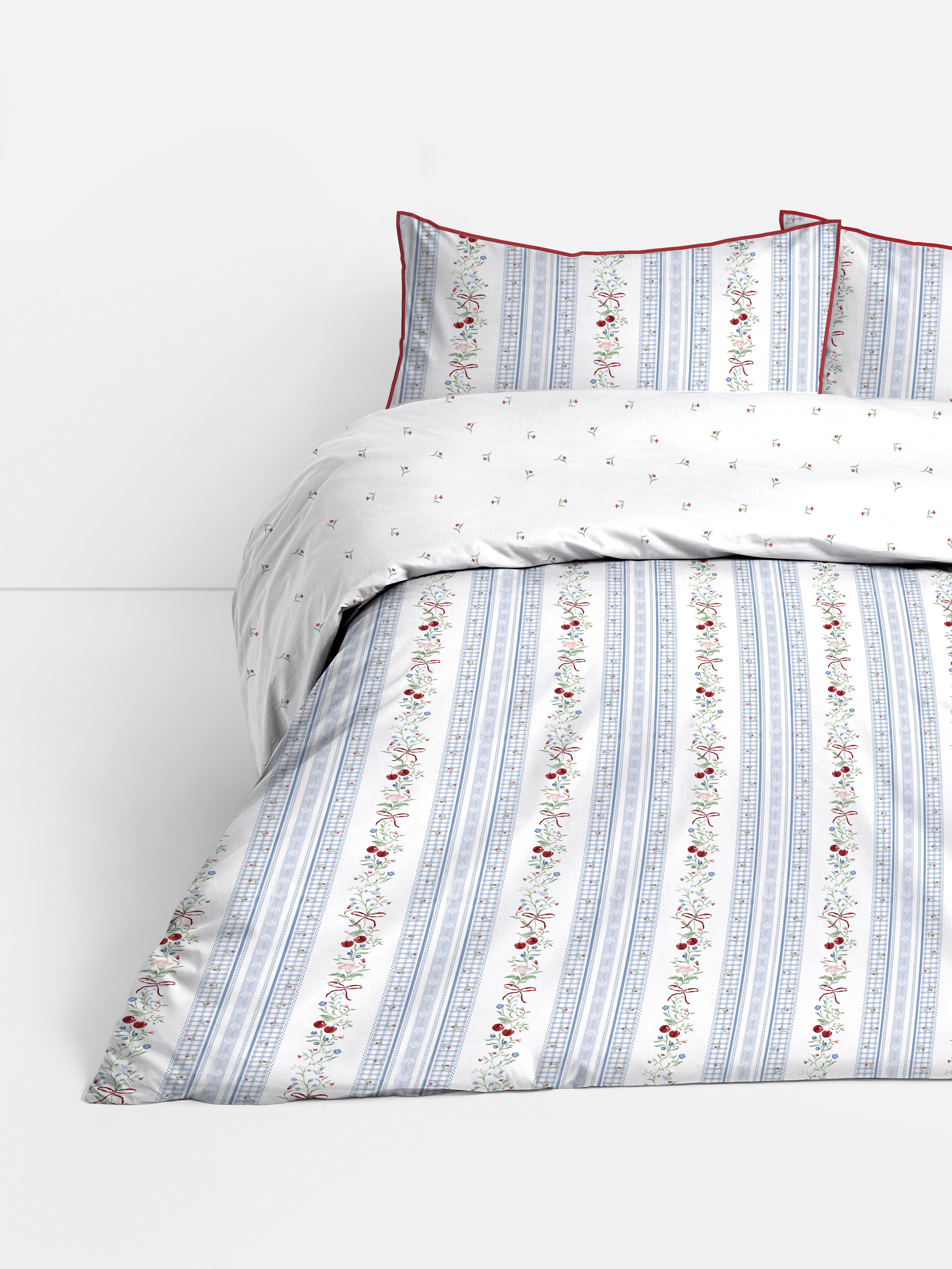 Conj. capa edredão reversível Super King riscas floral - Azul | Primark