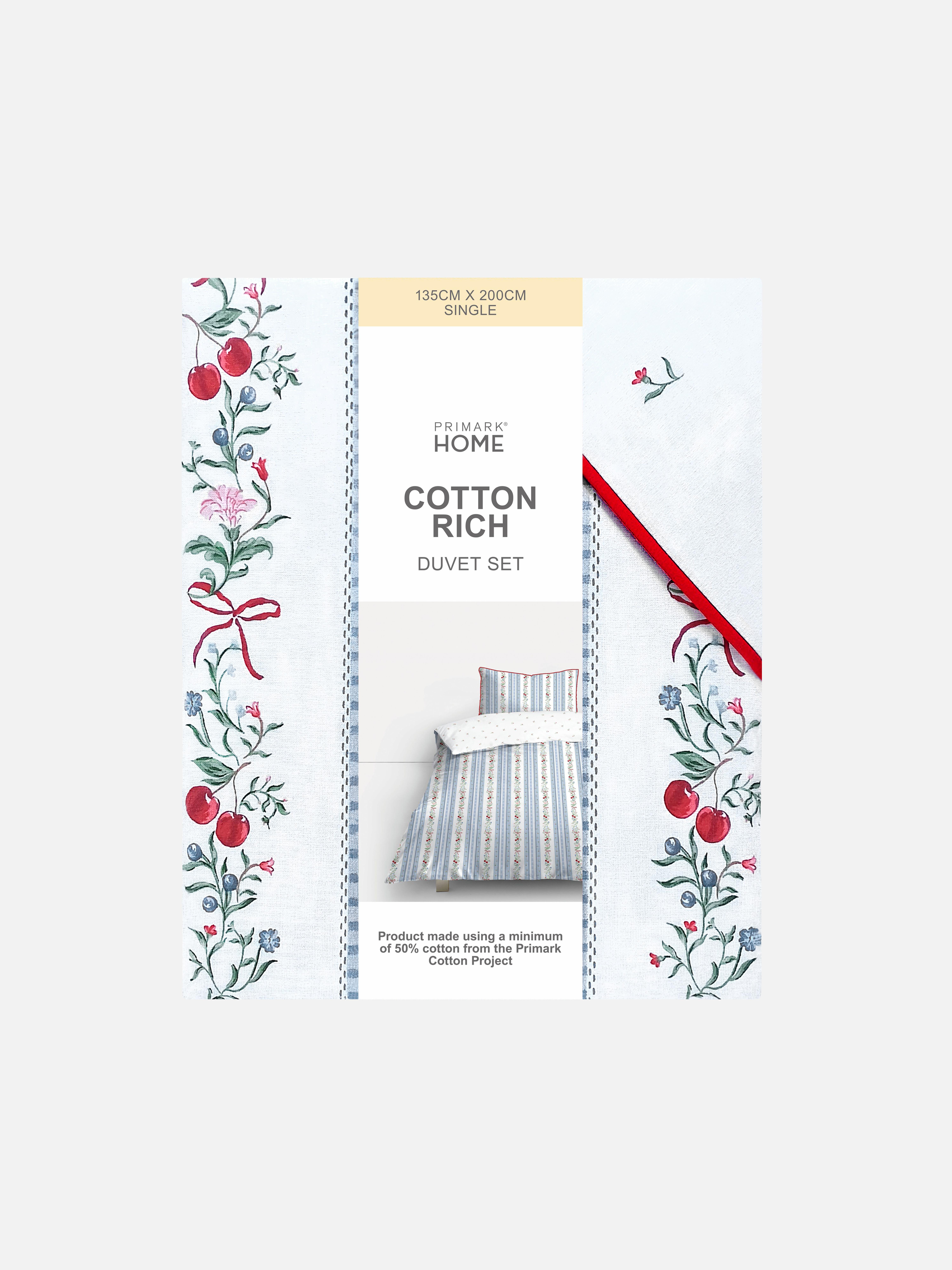 Blue Reversible Stripe And Floral Single Duvet Cover Set | Penneys