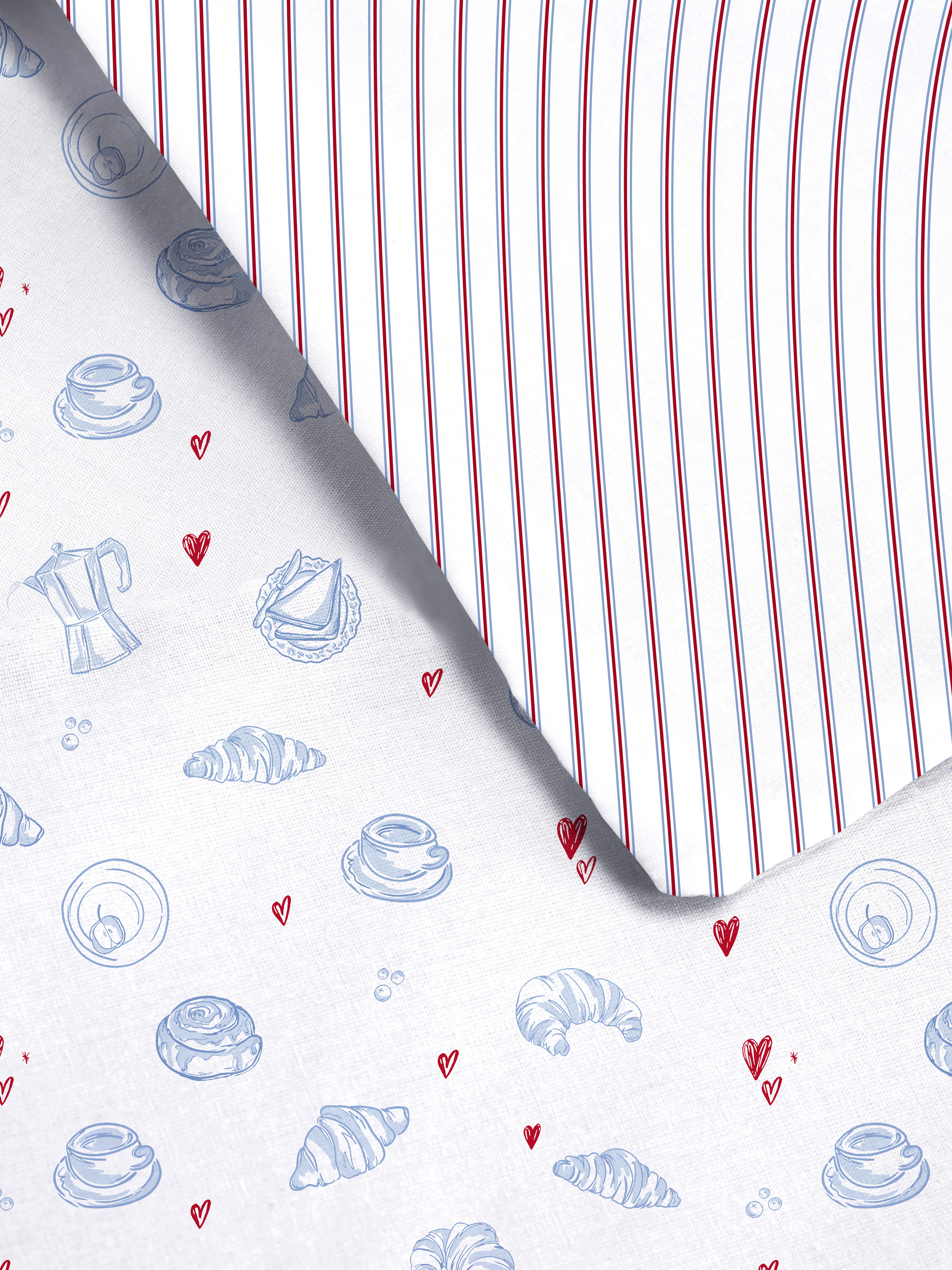 Bettwäscheset mit Frühstücksgrafiken, Einzelbett - Blau | Primark