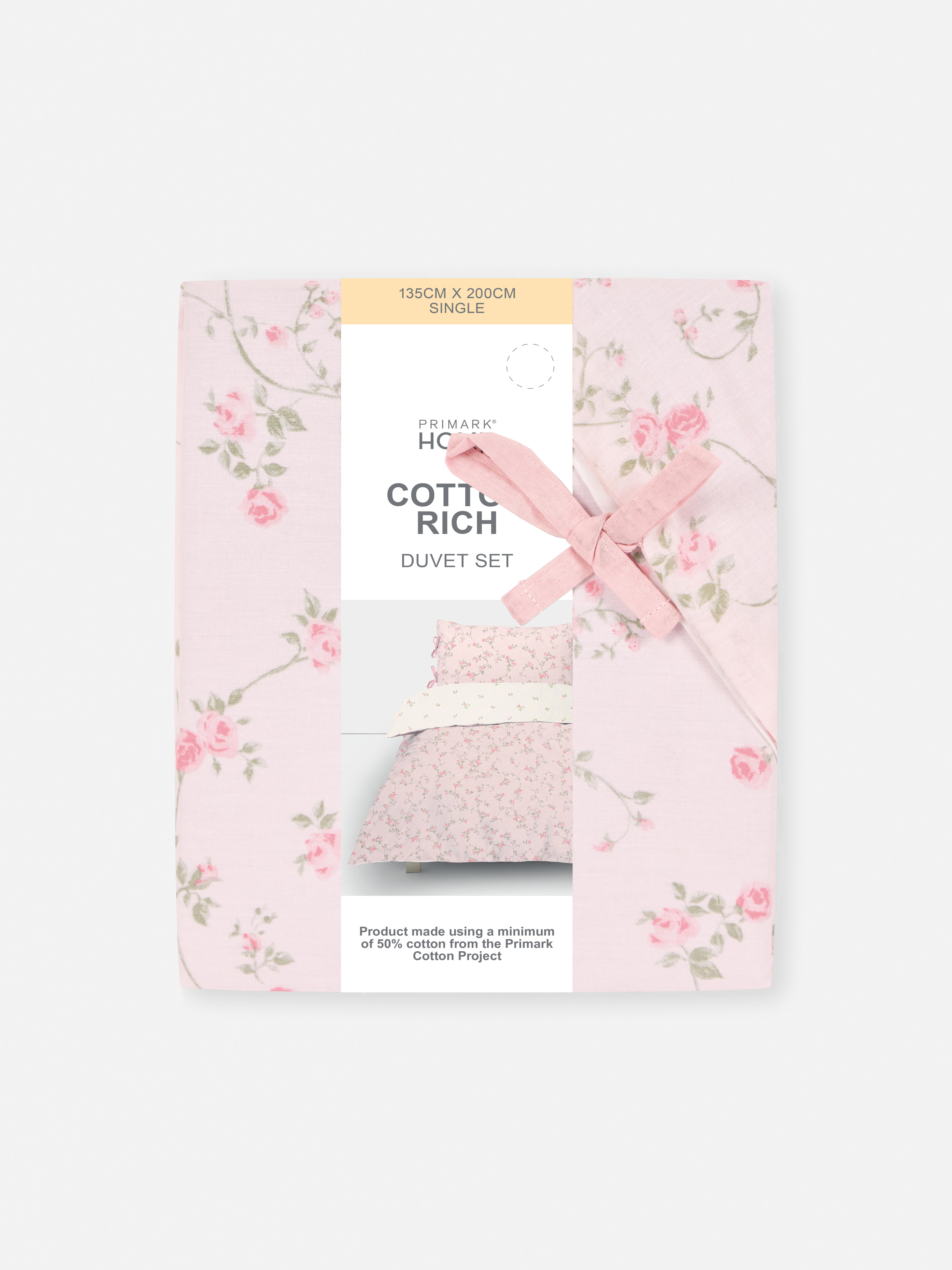 Parure de lit simple réversible à motif roses - Rose | Primark