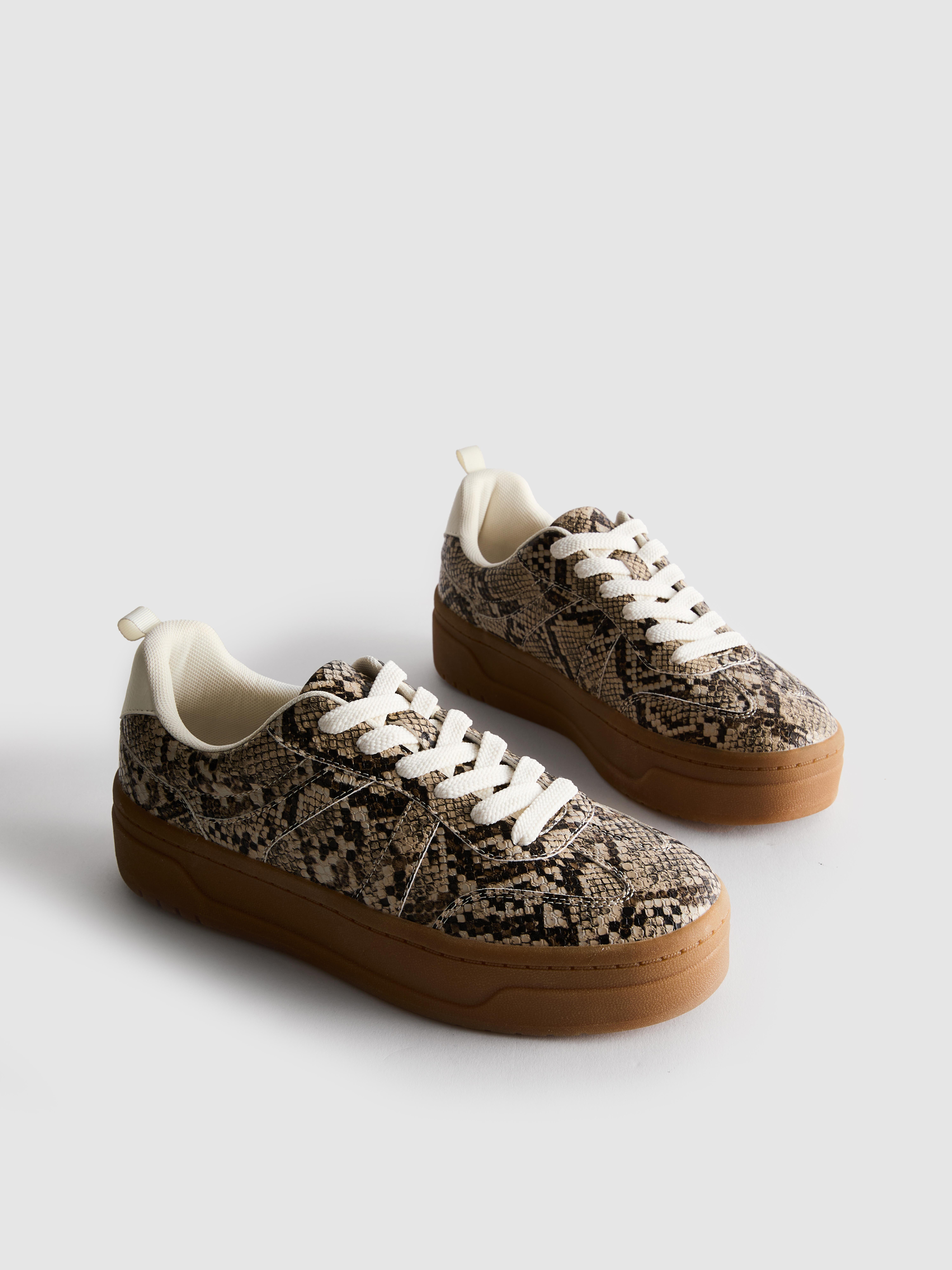 Women's Multi Snake Gum Sole Flatform Sneakers | Primark
