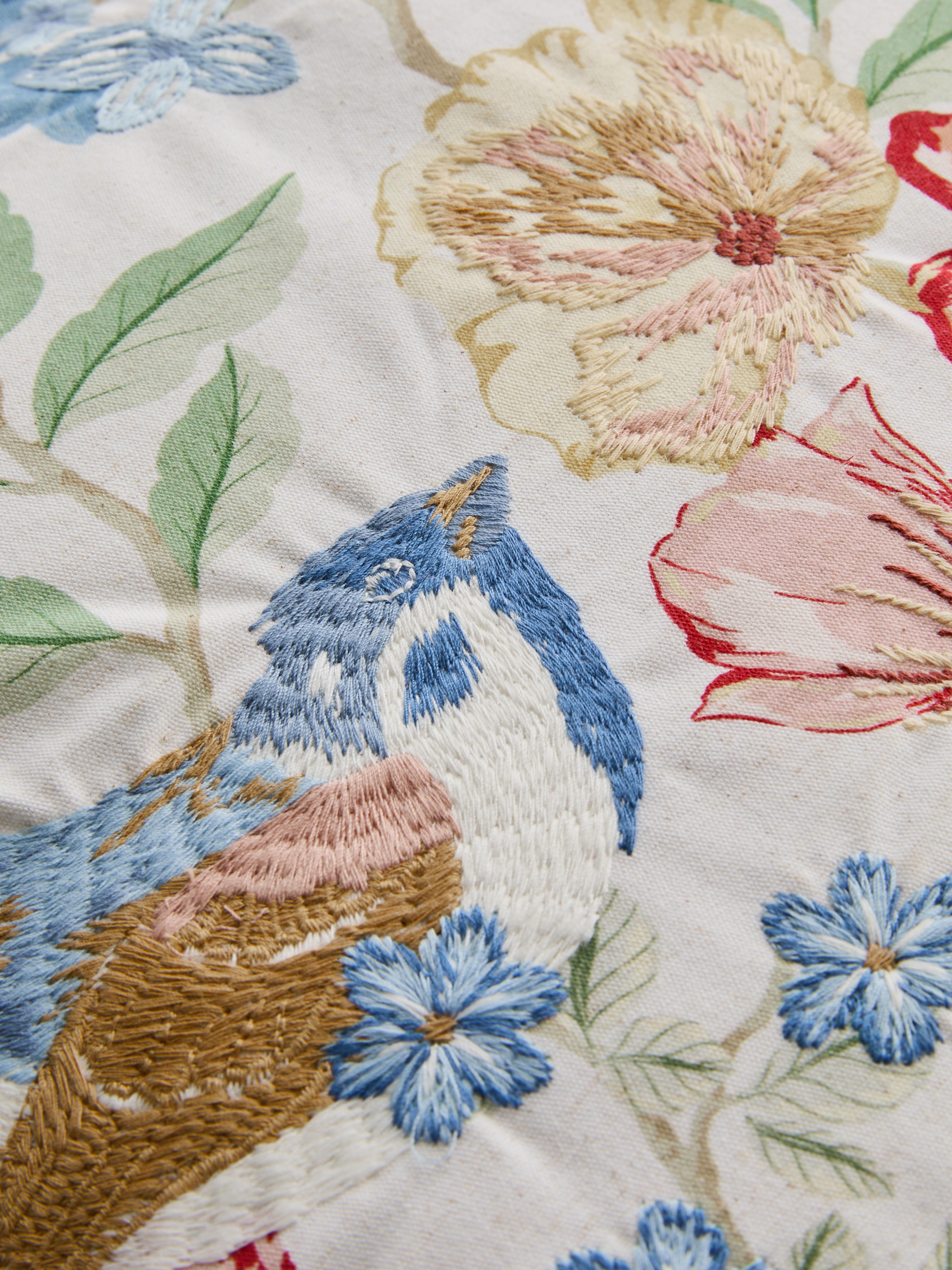 Green Embroidered Square Cushion With Tassels | Primark