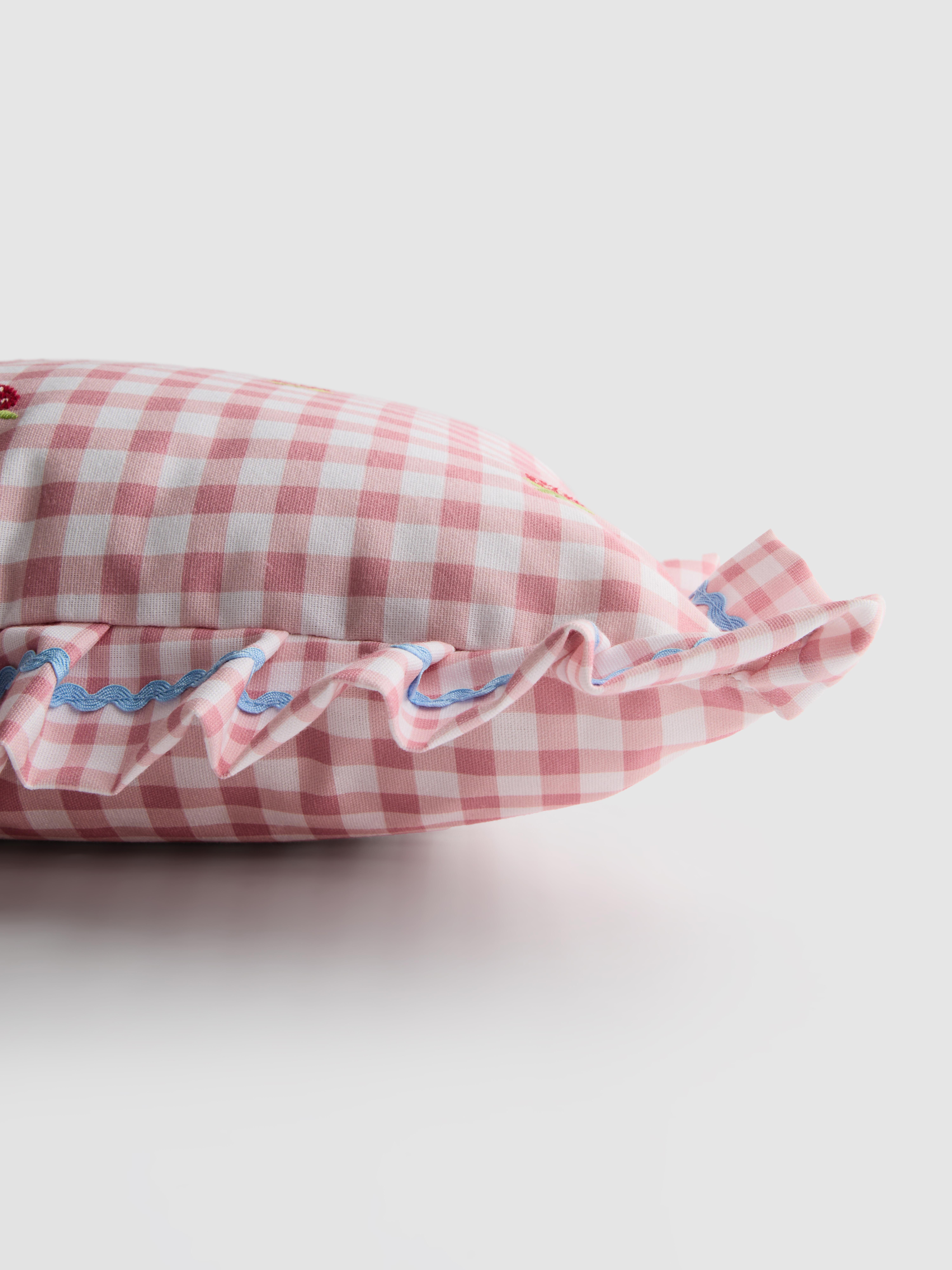 Pink Embroidered Strawberry Scatter Cushion | Penneys