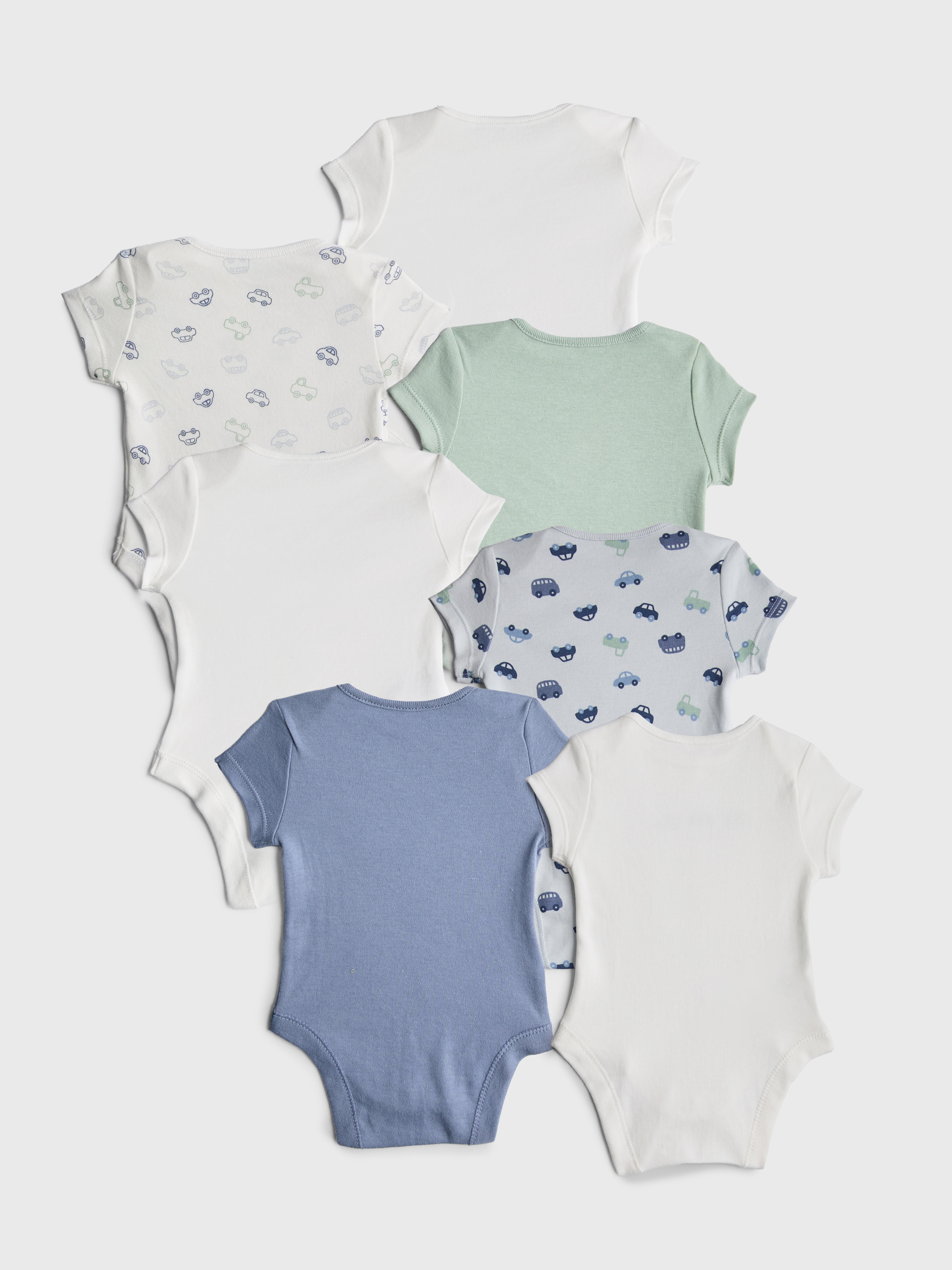 Baby Boys Blue 0-36mths | 7pk Car Graphic Short Sleeve Bodysuits | Primark