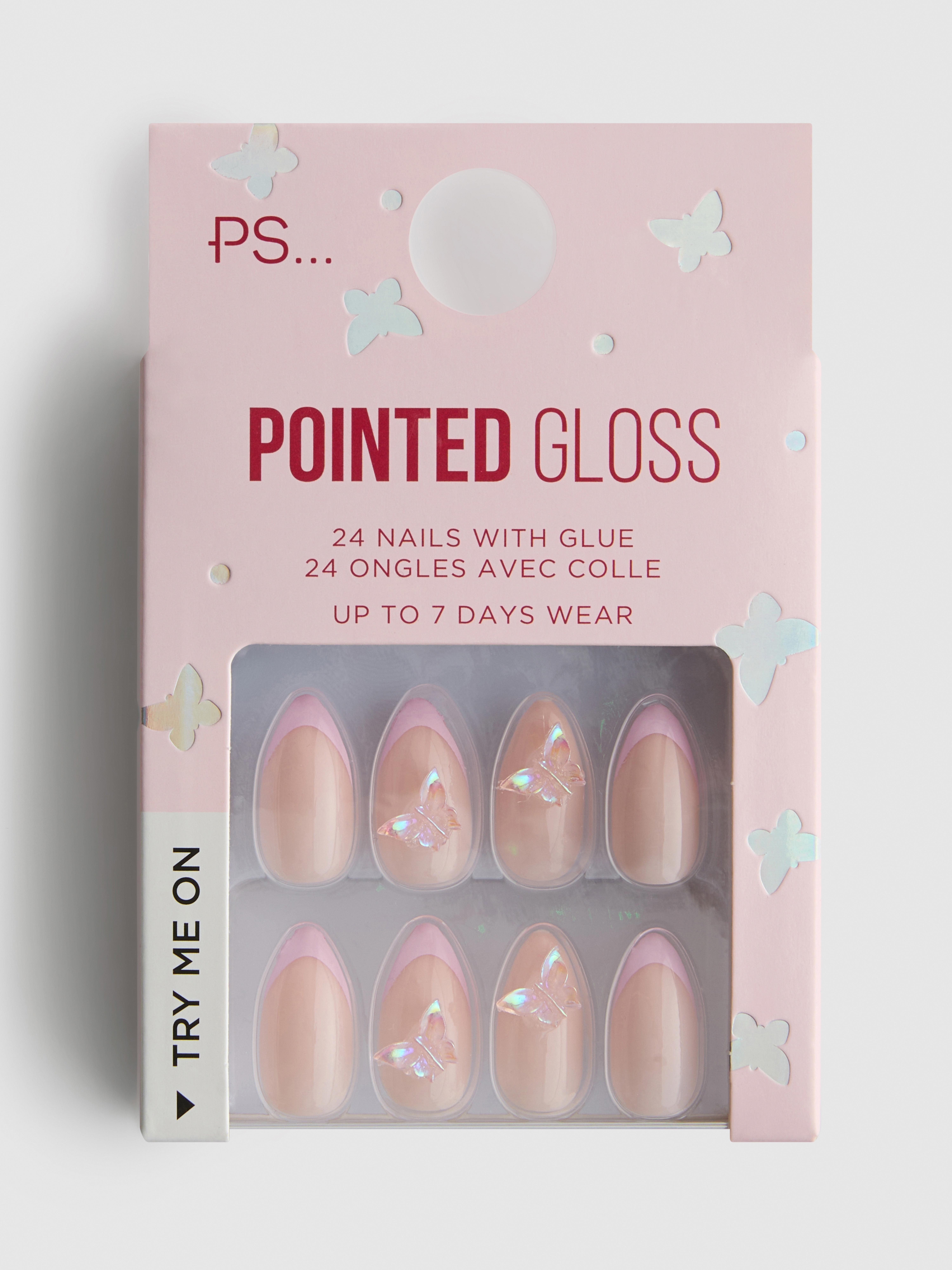 Cherry PS... Butterfly Pointed Gloss False Nails | Primark