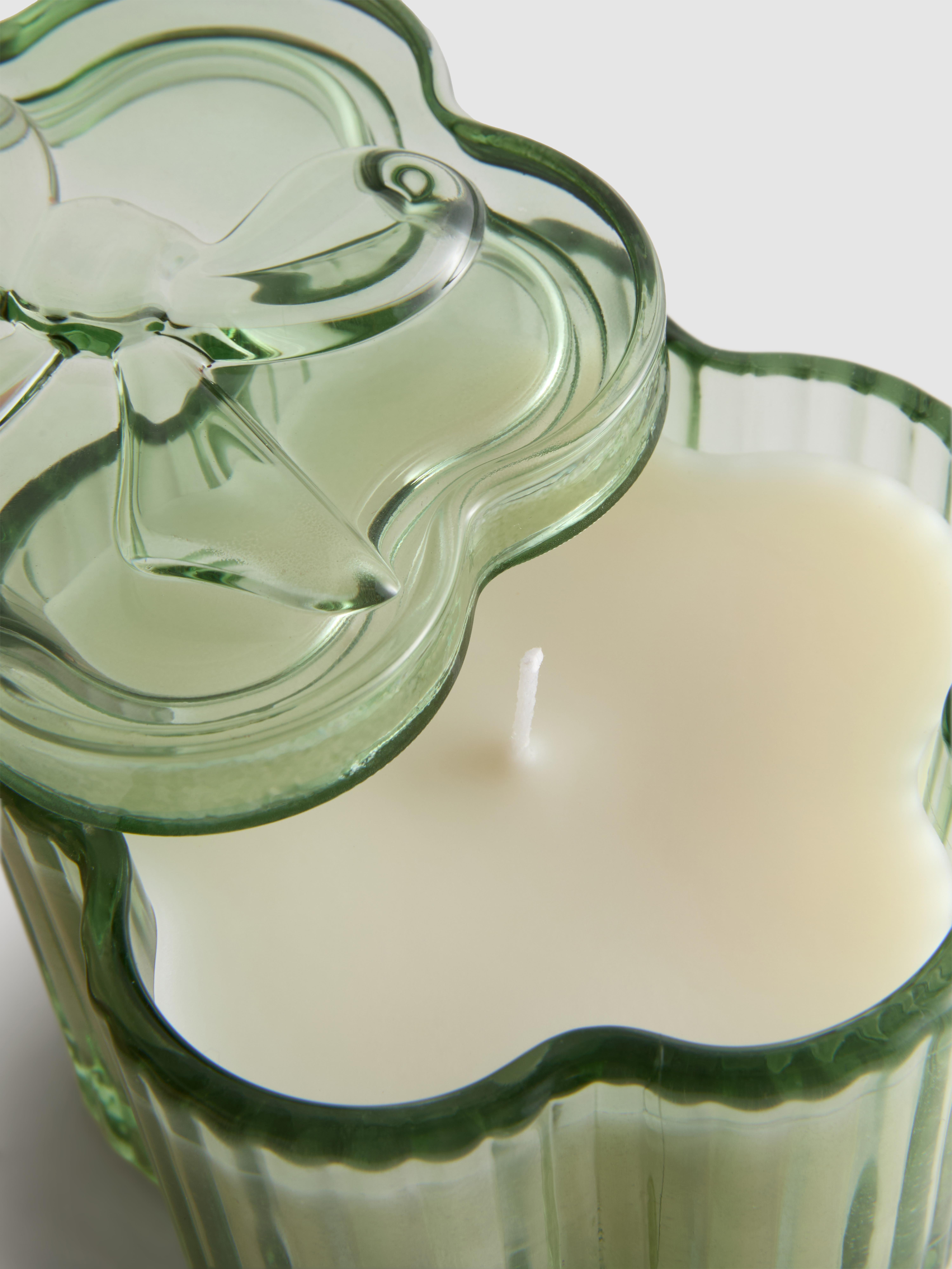 Green Scented Candle In Flower Shaped Glass Jar | Primark