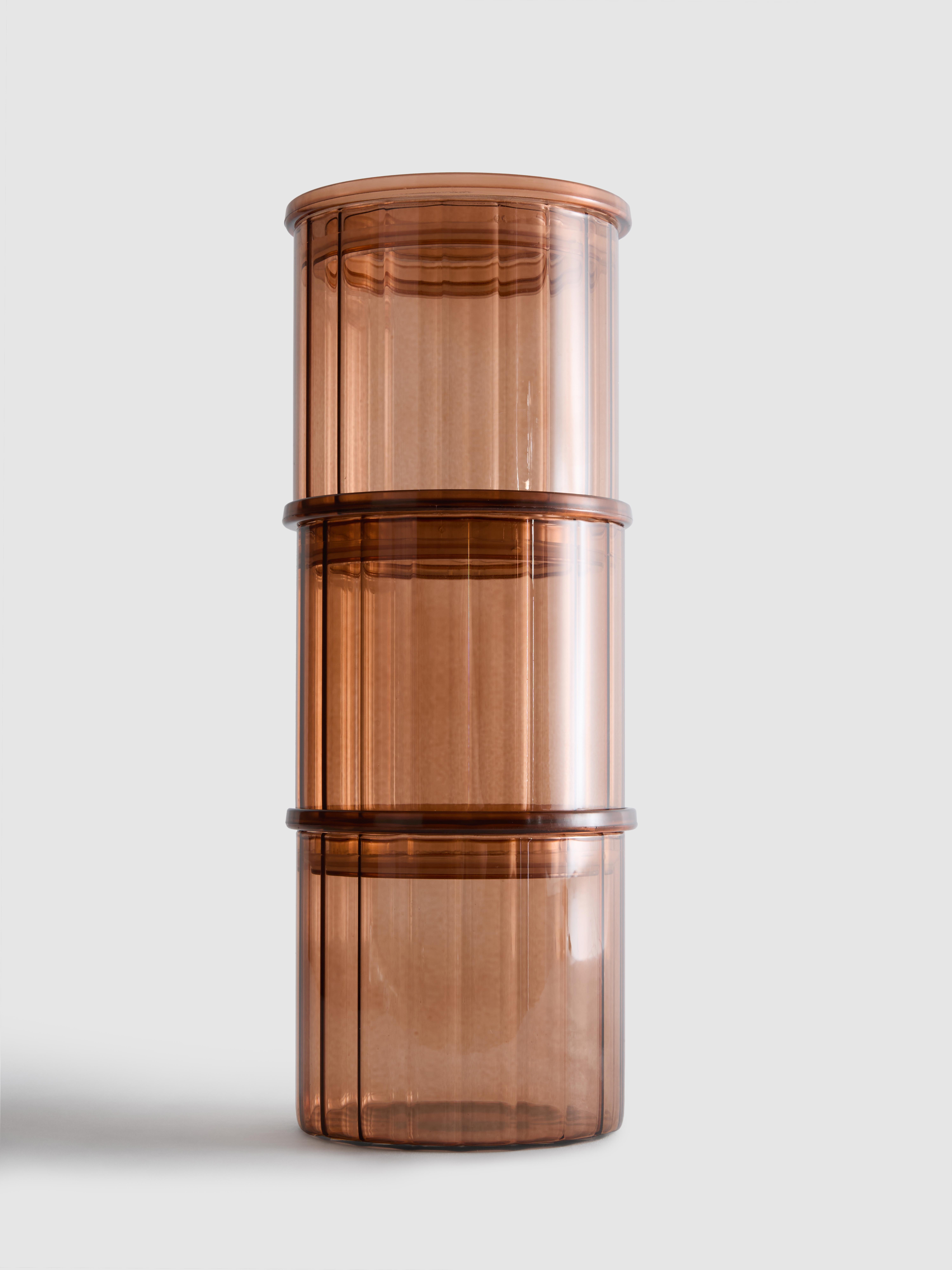Brown 3pk Stackable Storage Jars | Primark