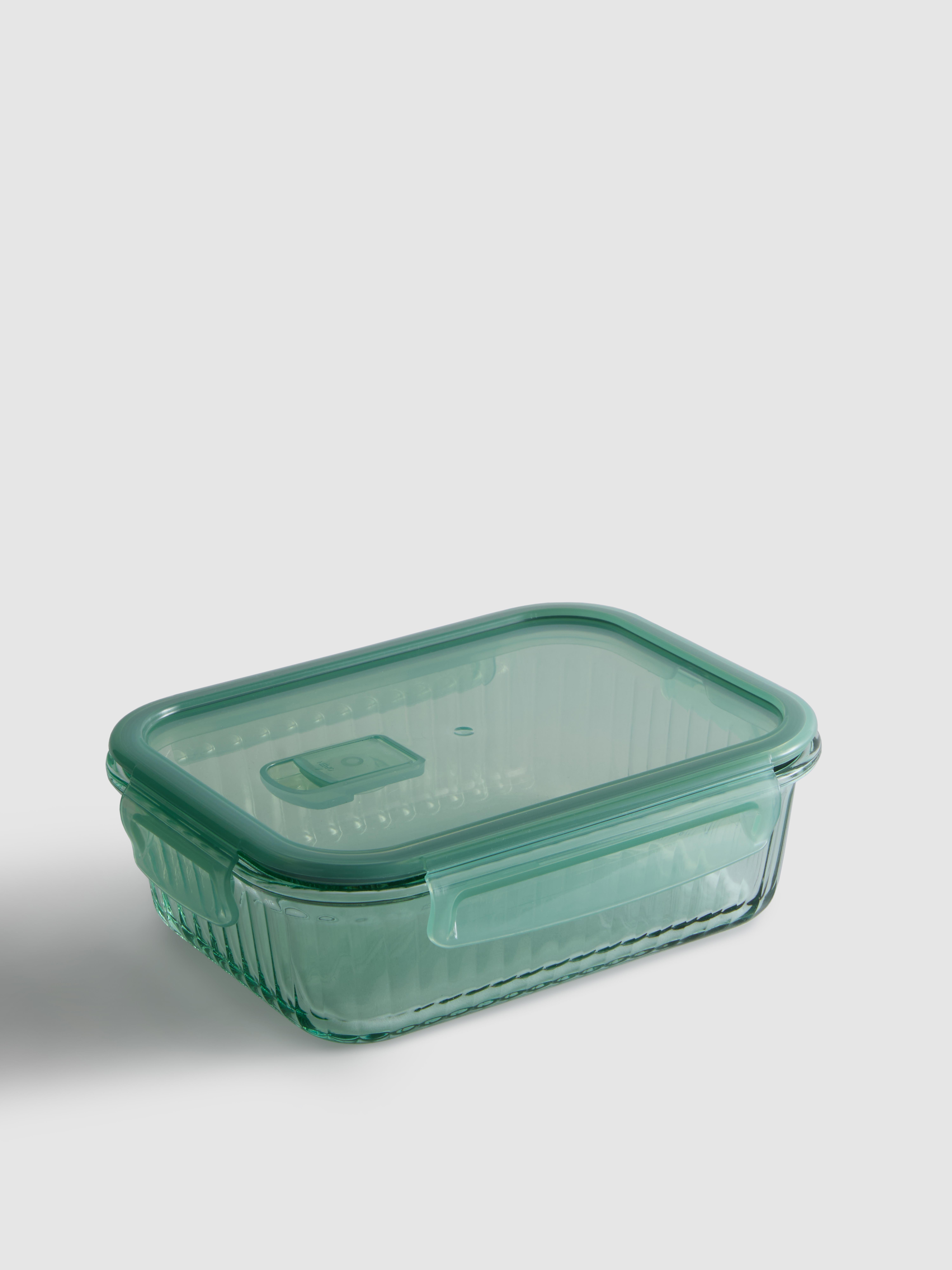 Green Ribbed Glass Food Container | Penneys