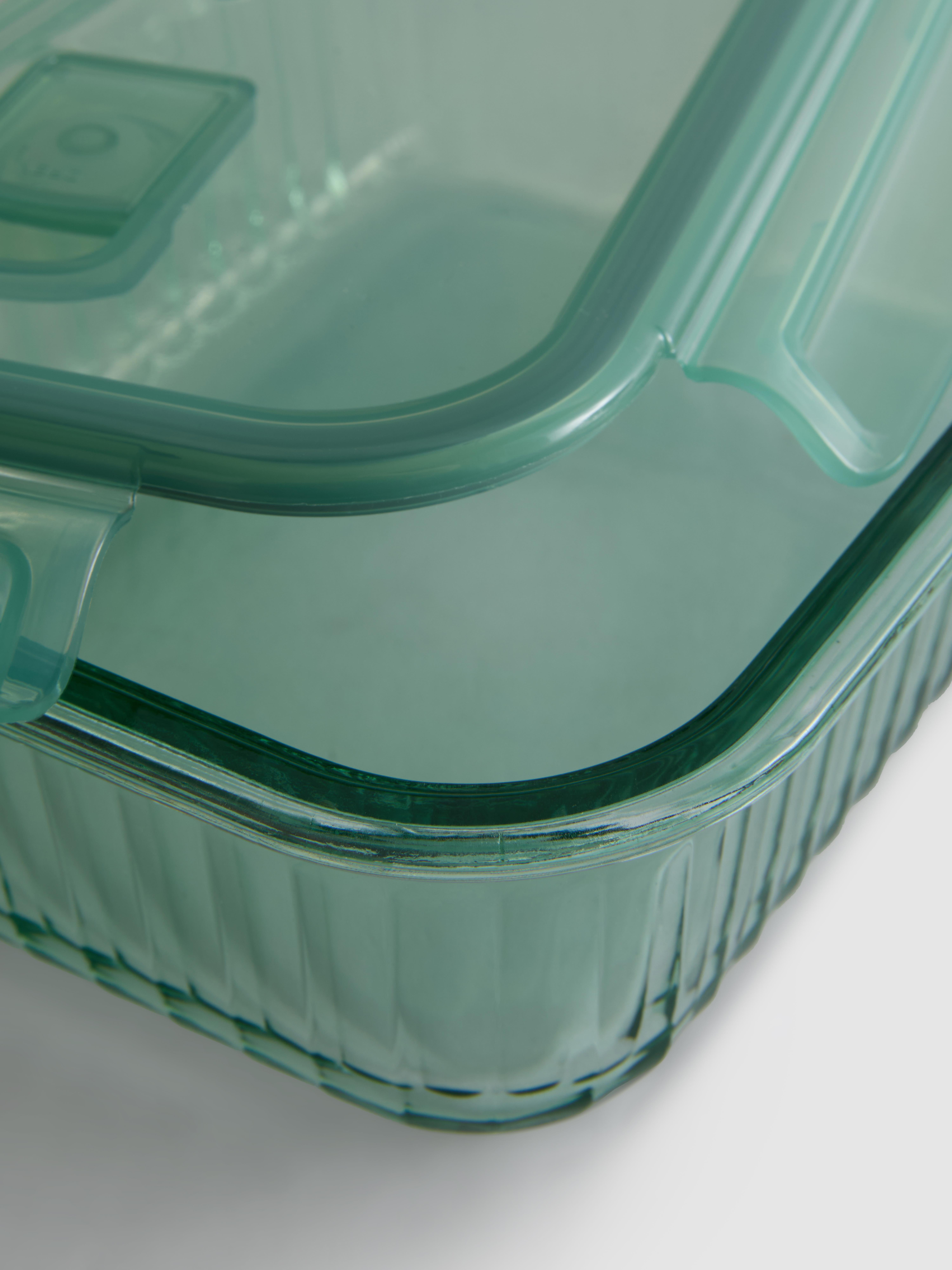 Green Ribbed Glass Food Container | Primark