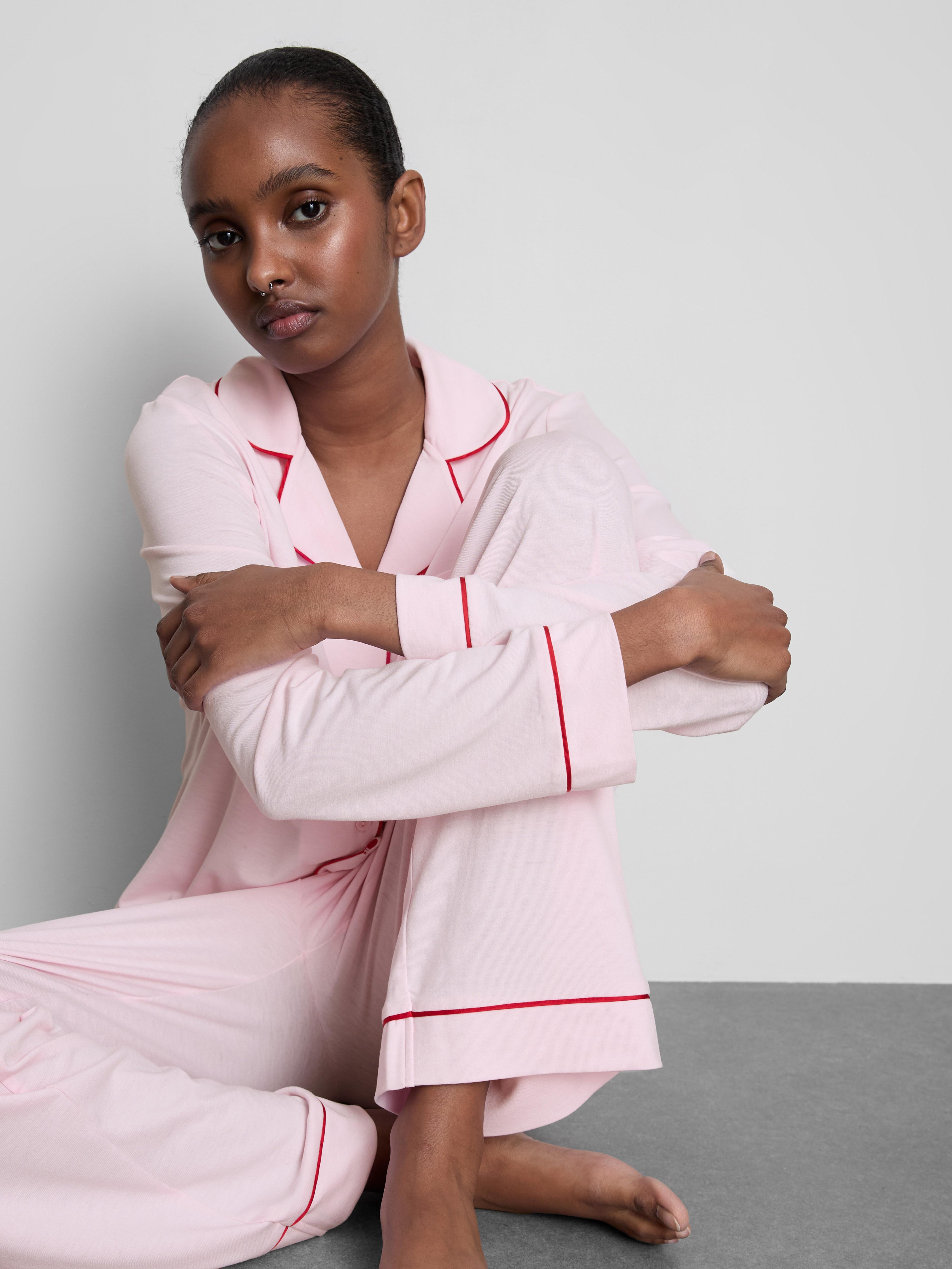 Women's Pink Jersey Pipe Detail Boyfriend Pyjamas | Penneys