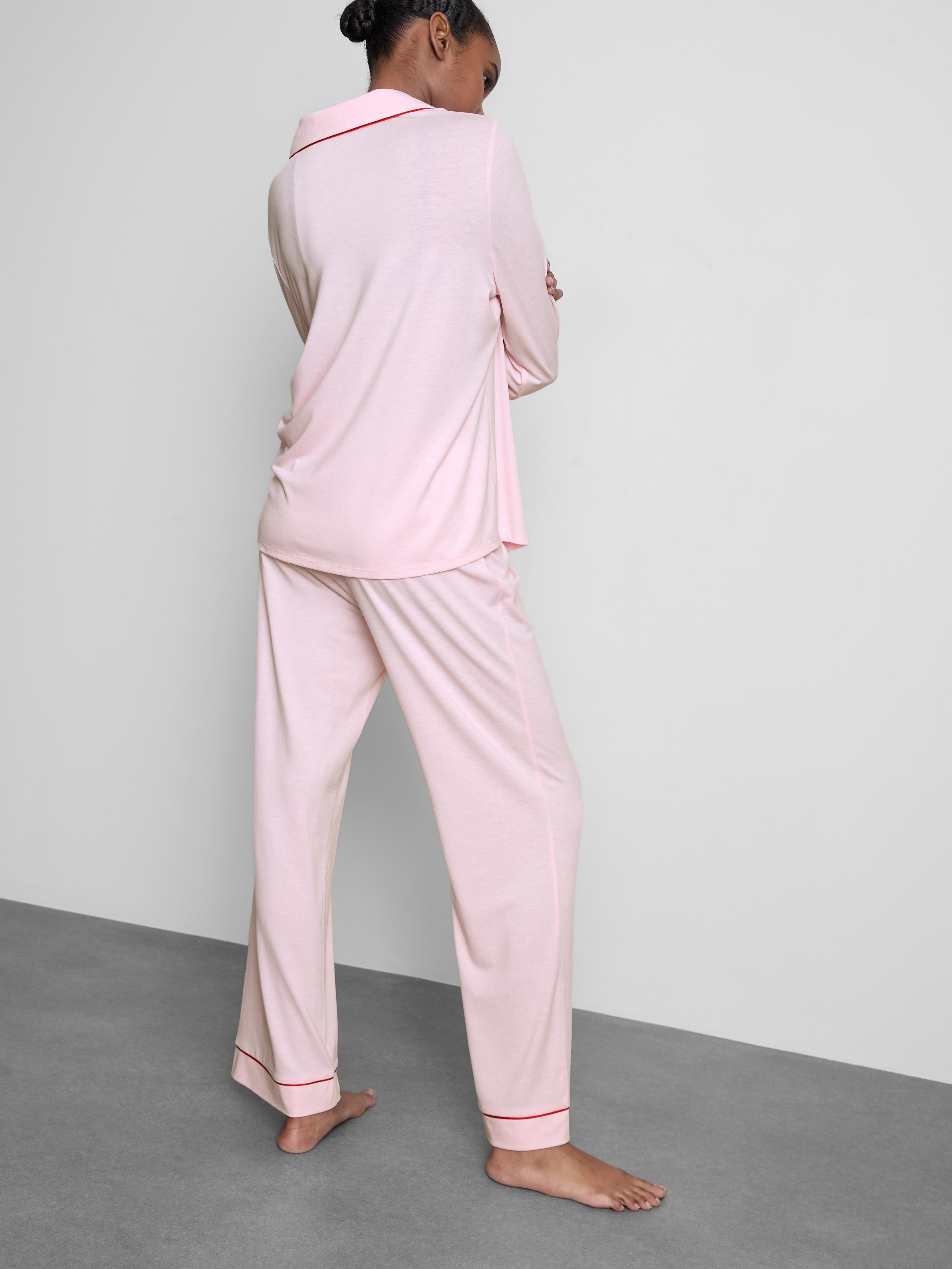 Womens Pink Jersey Pipe Detail Boyfriend Pyjamas | Primark