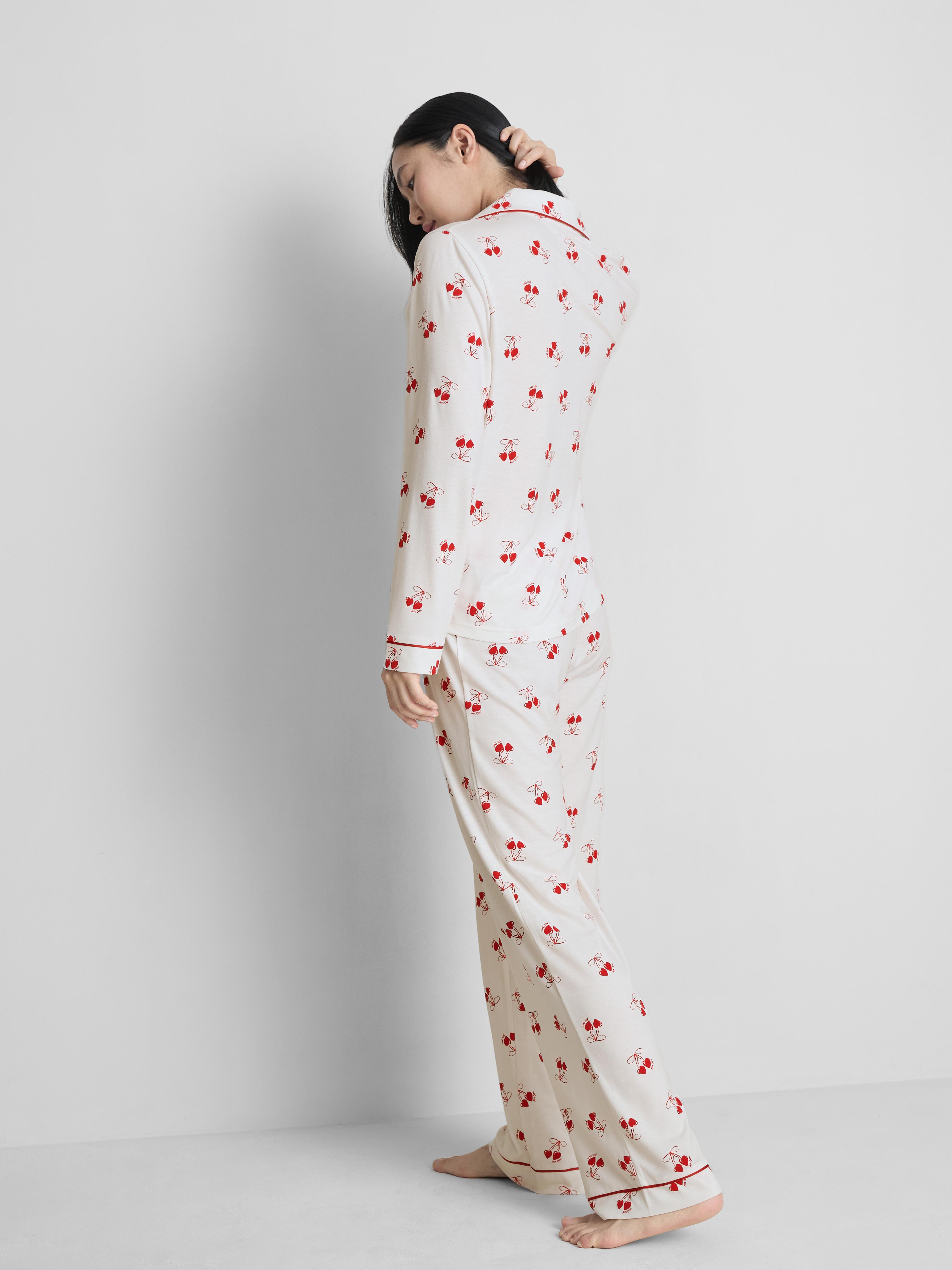Womens White Cherry Printed Boyfriend Pyjamas | Primark