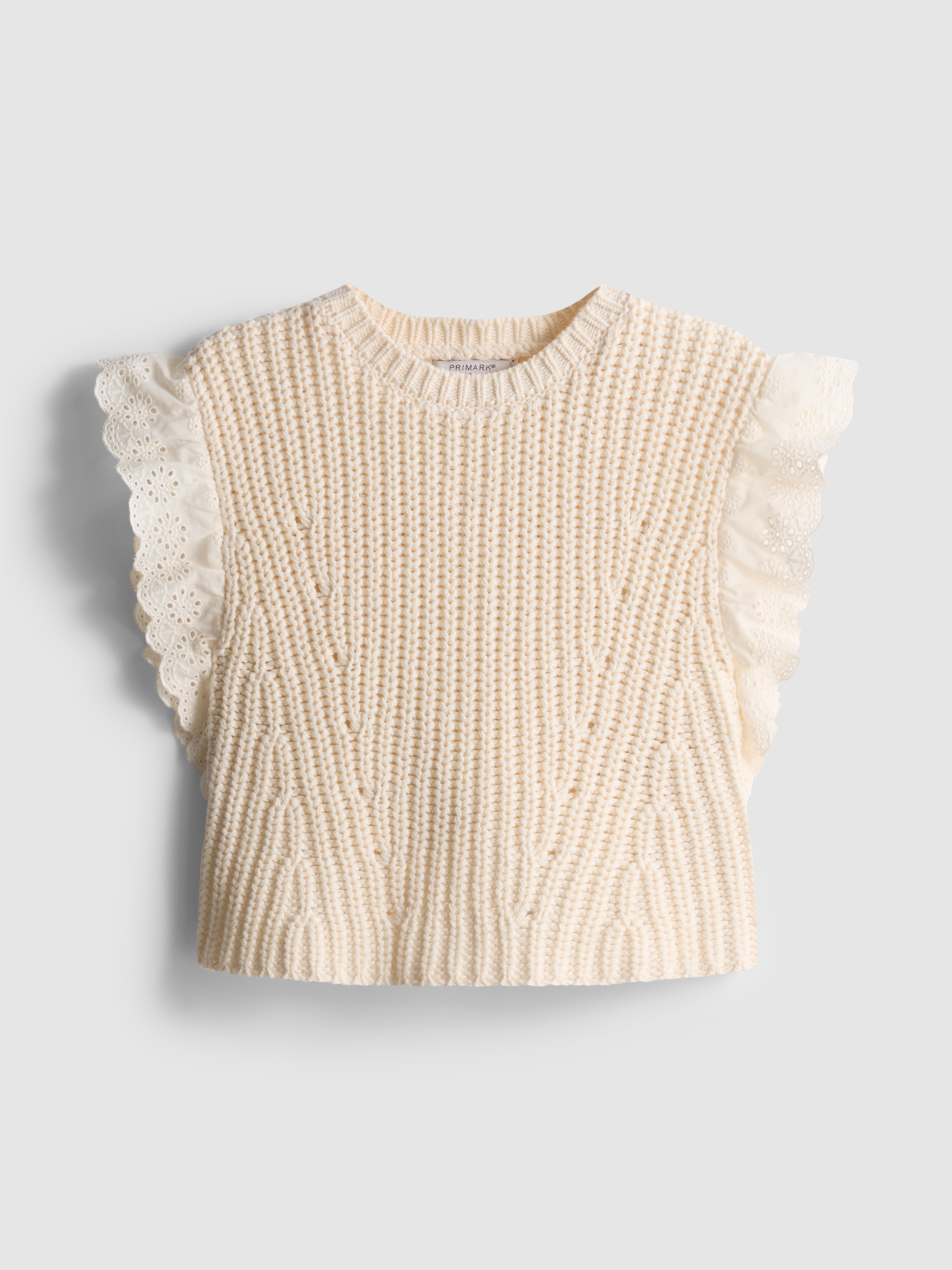 1,5-8 anni | Canotta a maglia in sangallo con volant - Écru - Bambina ...