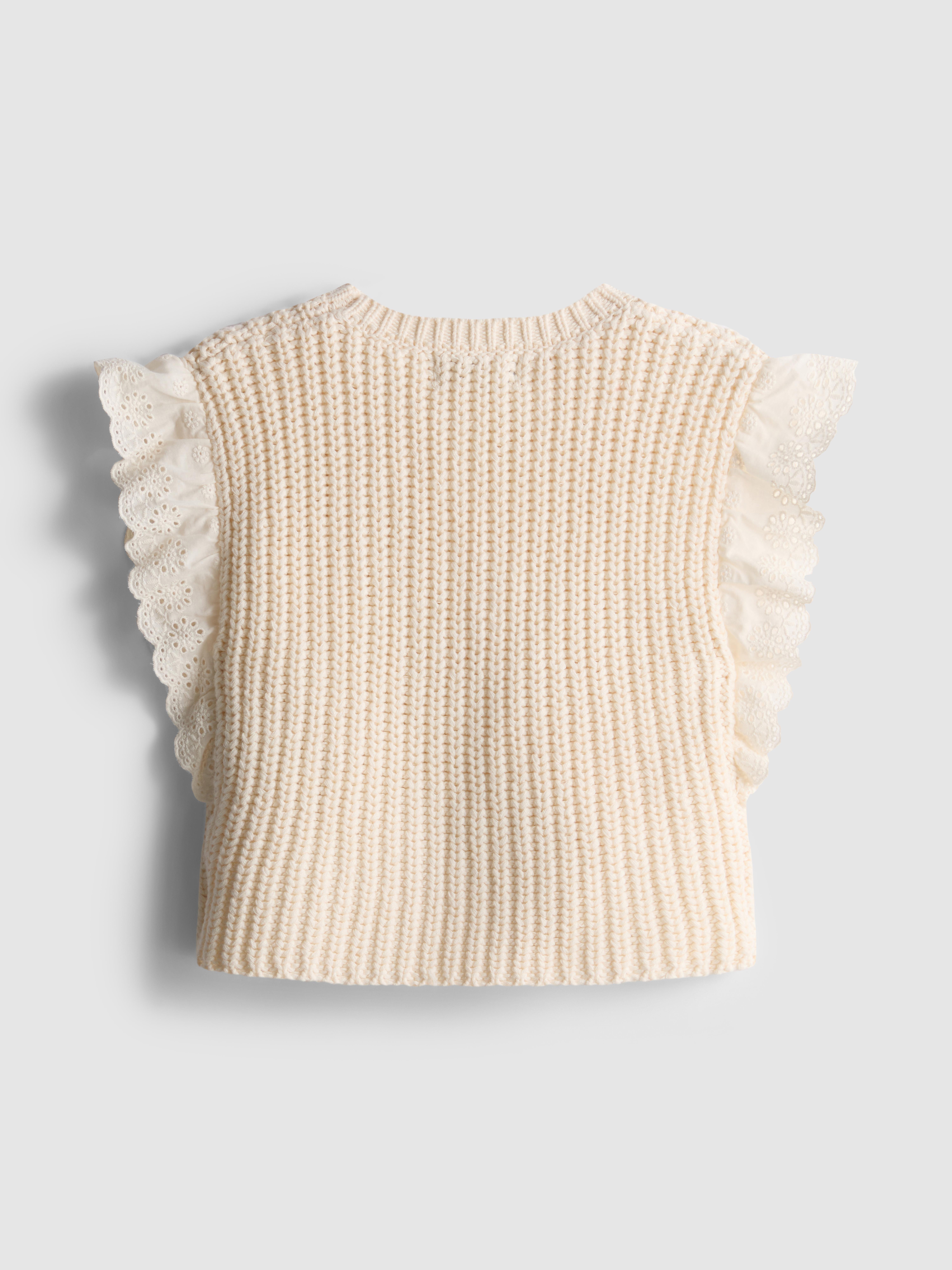 1,5-8 anni | Canotta a maglia in sangallo con volant - Écru - Bambina ...