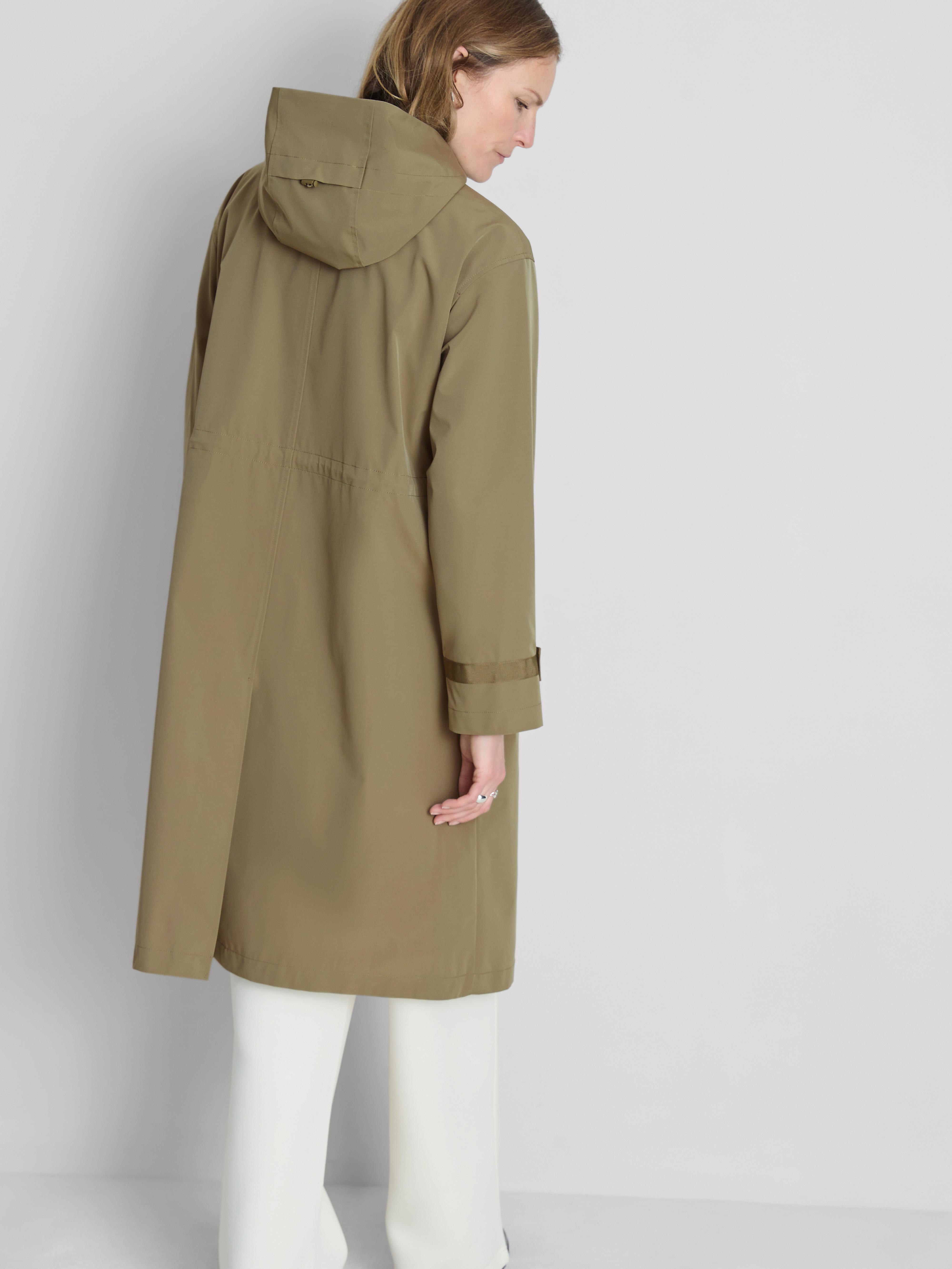 Womens Khaki Longline Cinched Hooded Raincoat | Primark