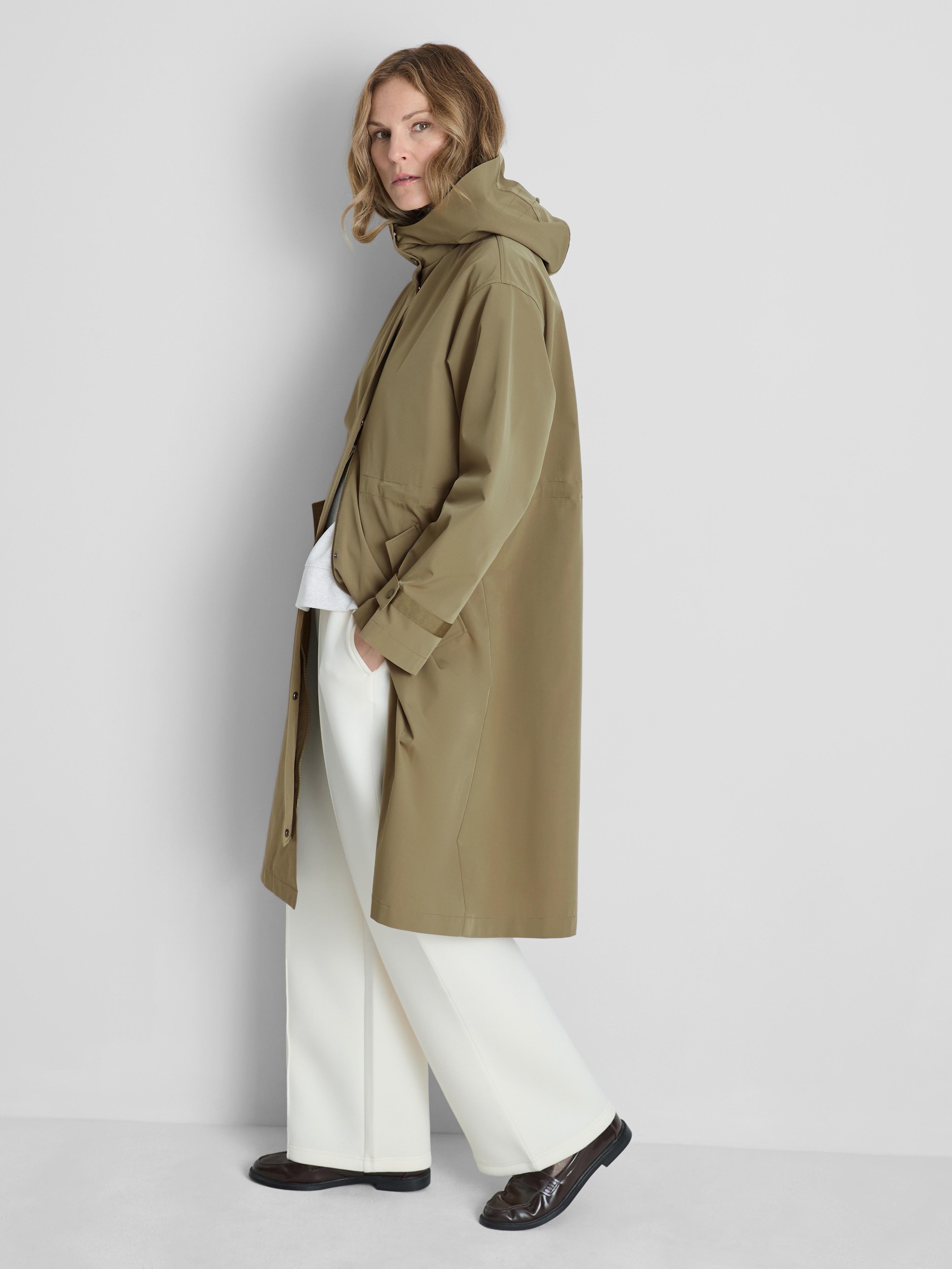 Womens Khaki Longline Cinched Hooded Raincoat | Primark