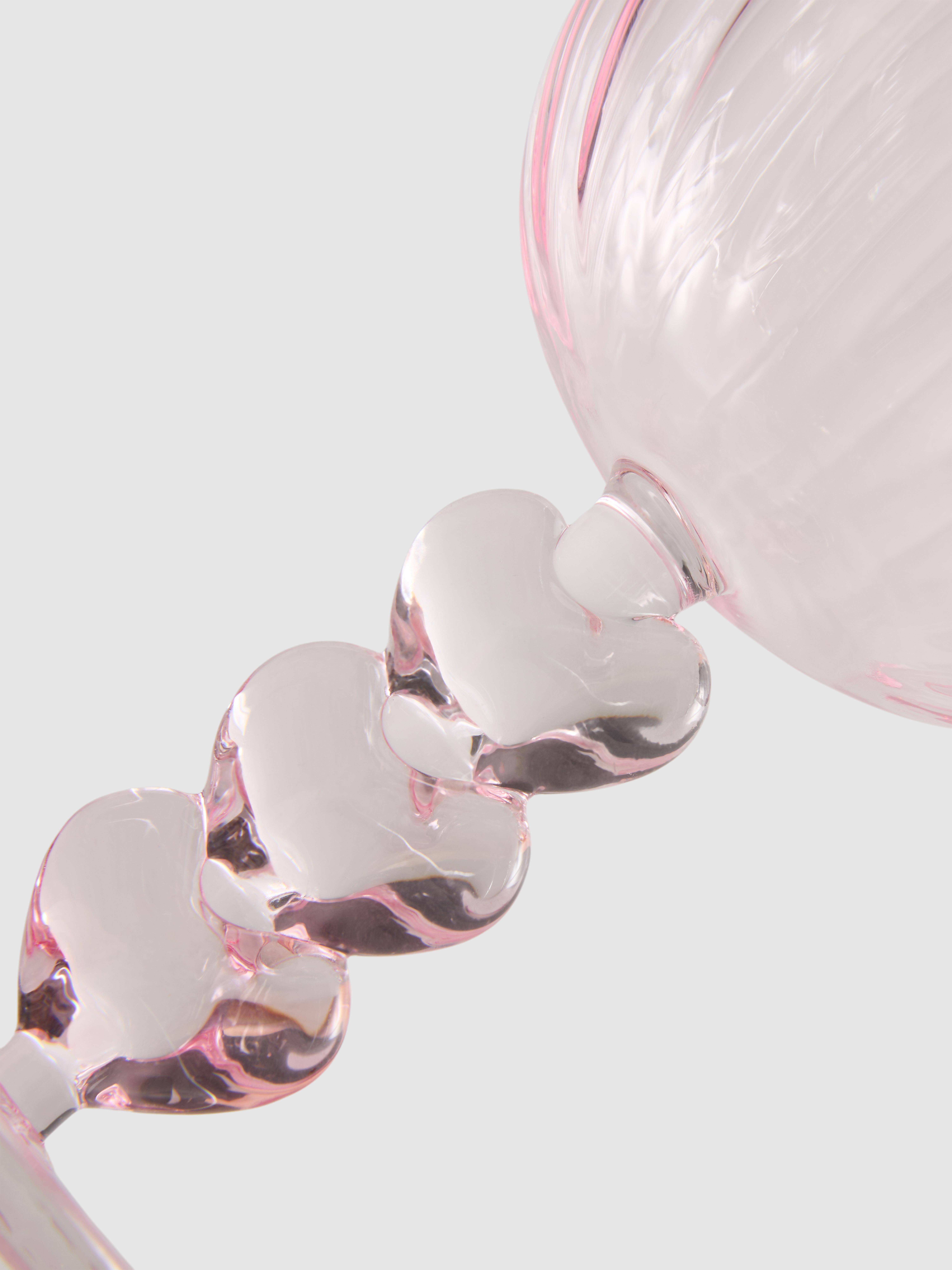 Pink Heart Stem Fluted Wine Glass | Penneys