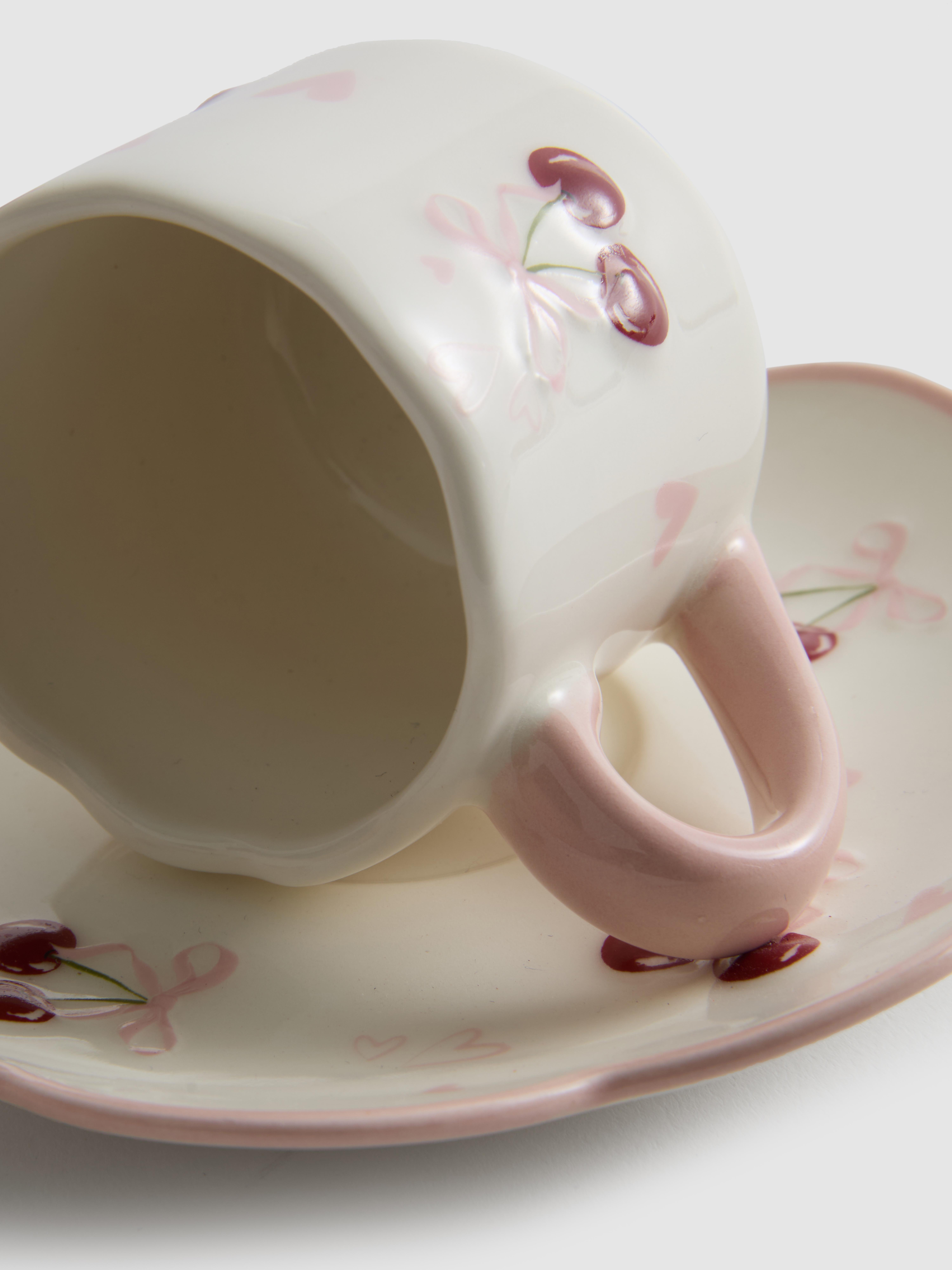 White Bow And Cherry Espresso Set | Primark