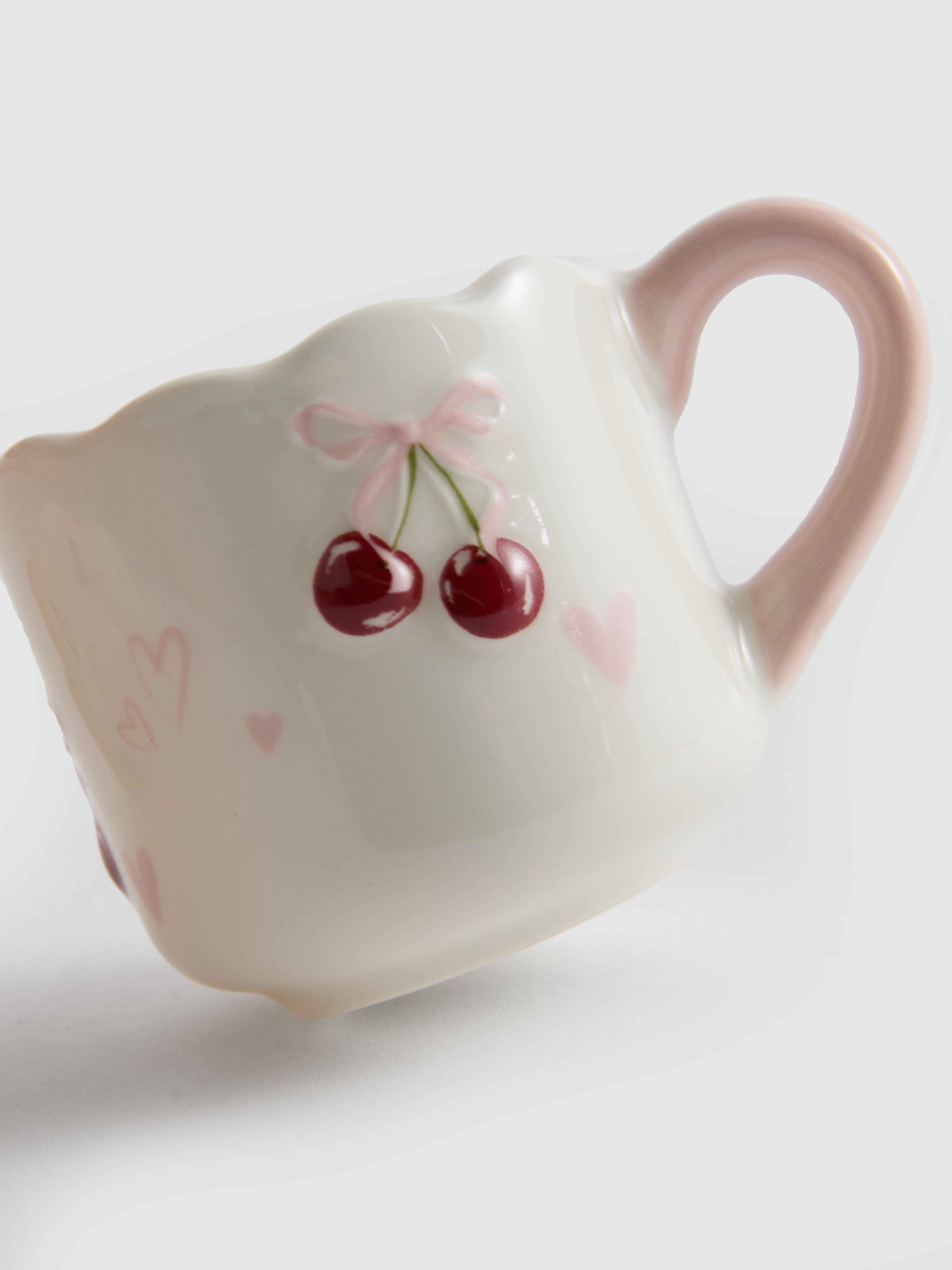 White Bow And Cherry Espresso Set | Primark