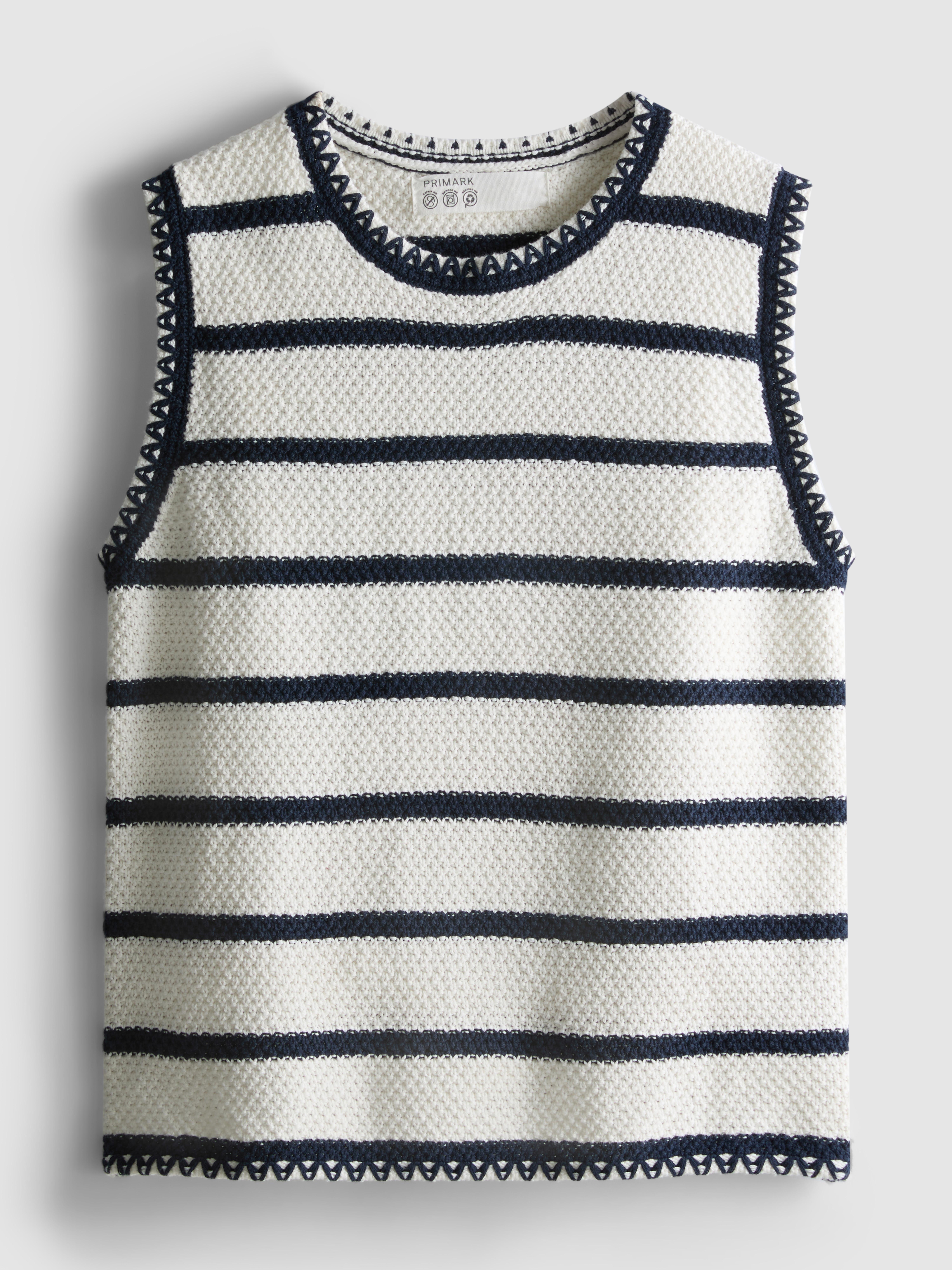 Womens Ivory Knitted Stripe Vest Top | Primark