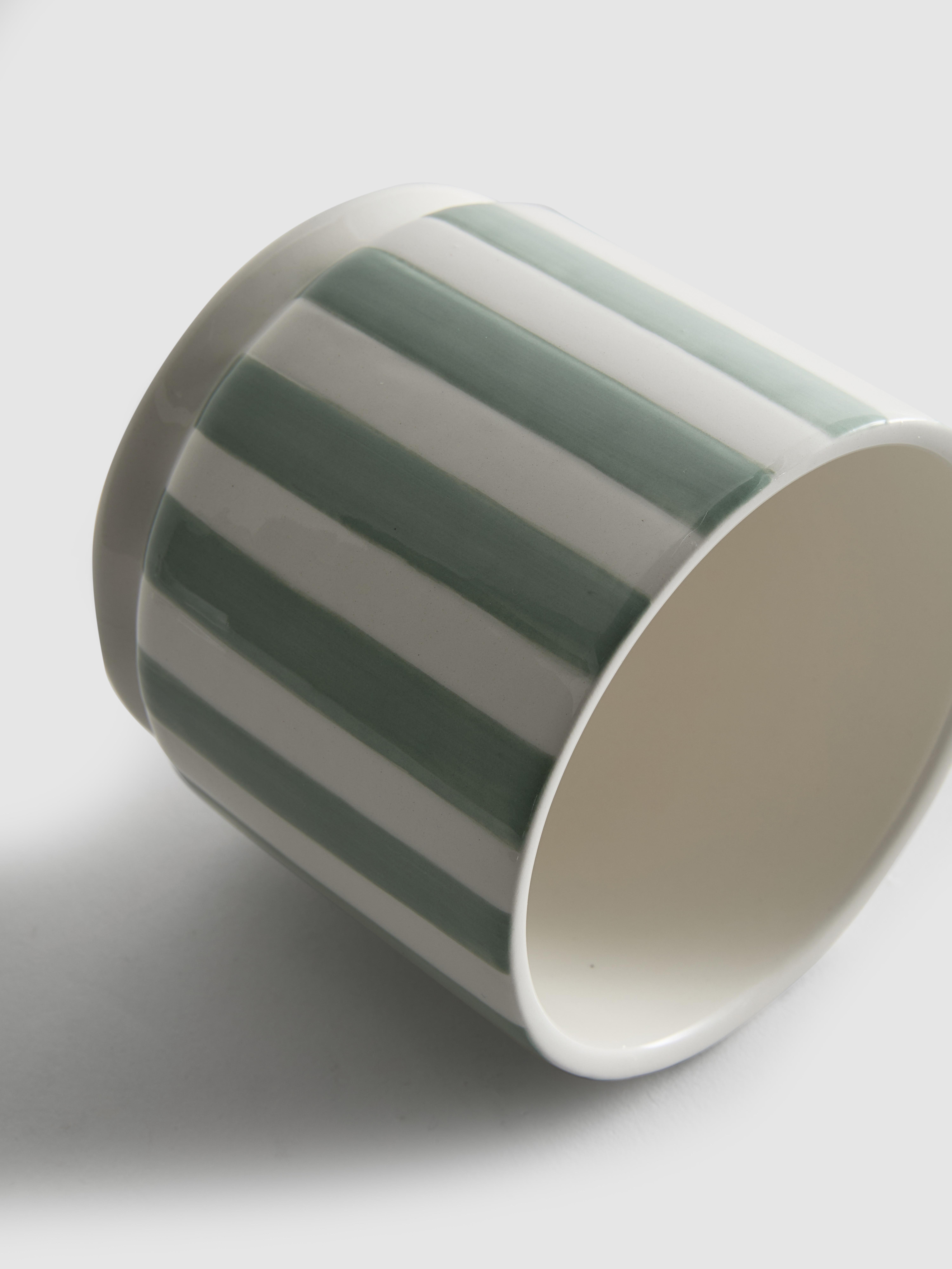 Green Small Striped Plant Pot | Primark