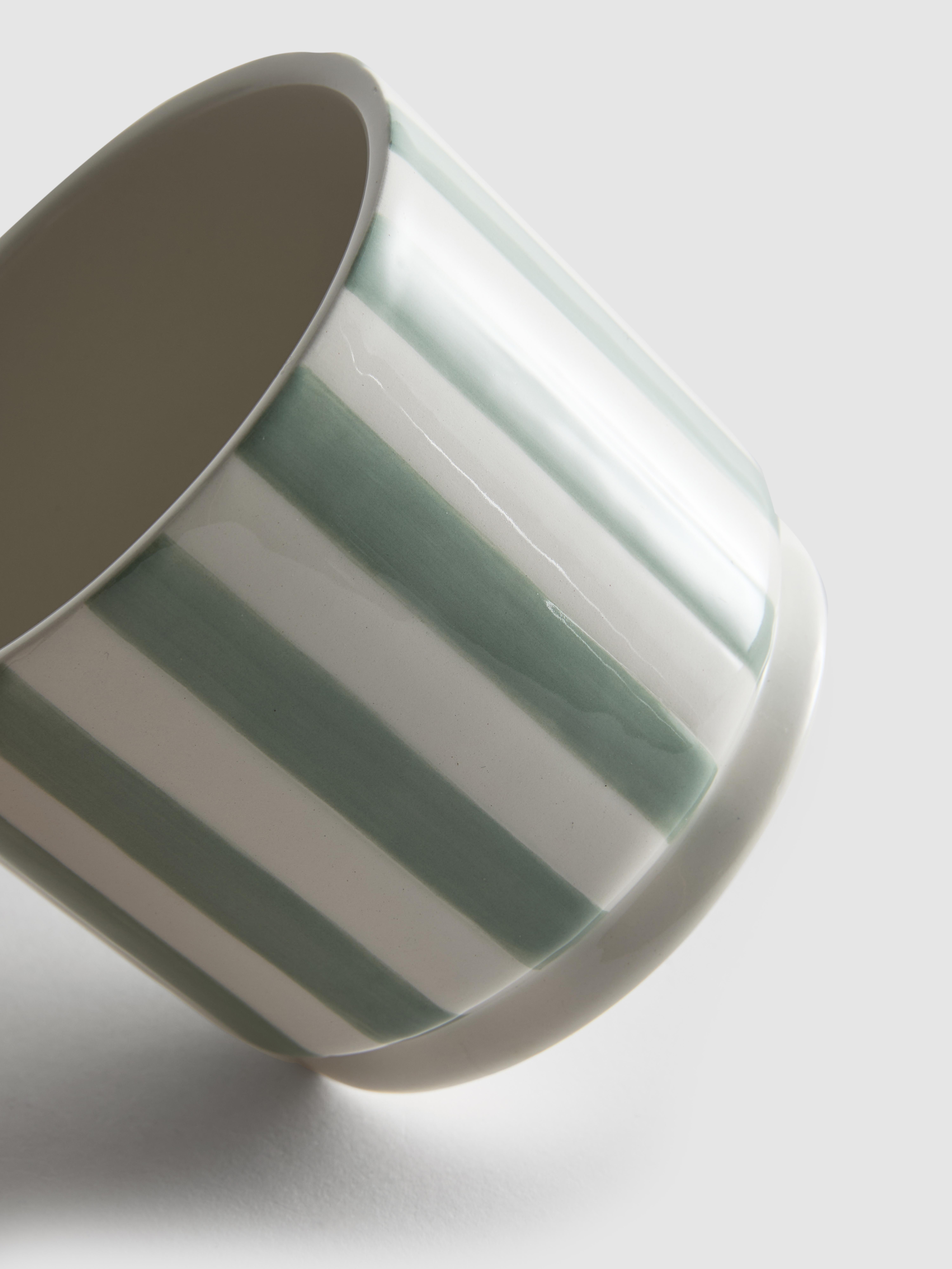 Green Small Striped Plant Pot | Primark