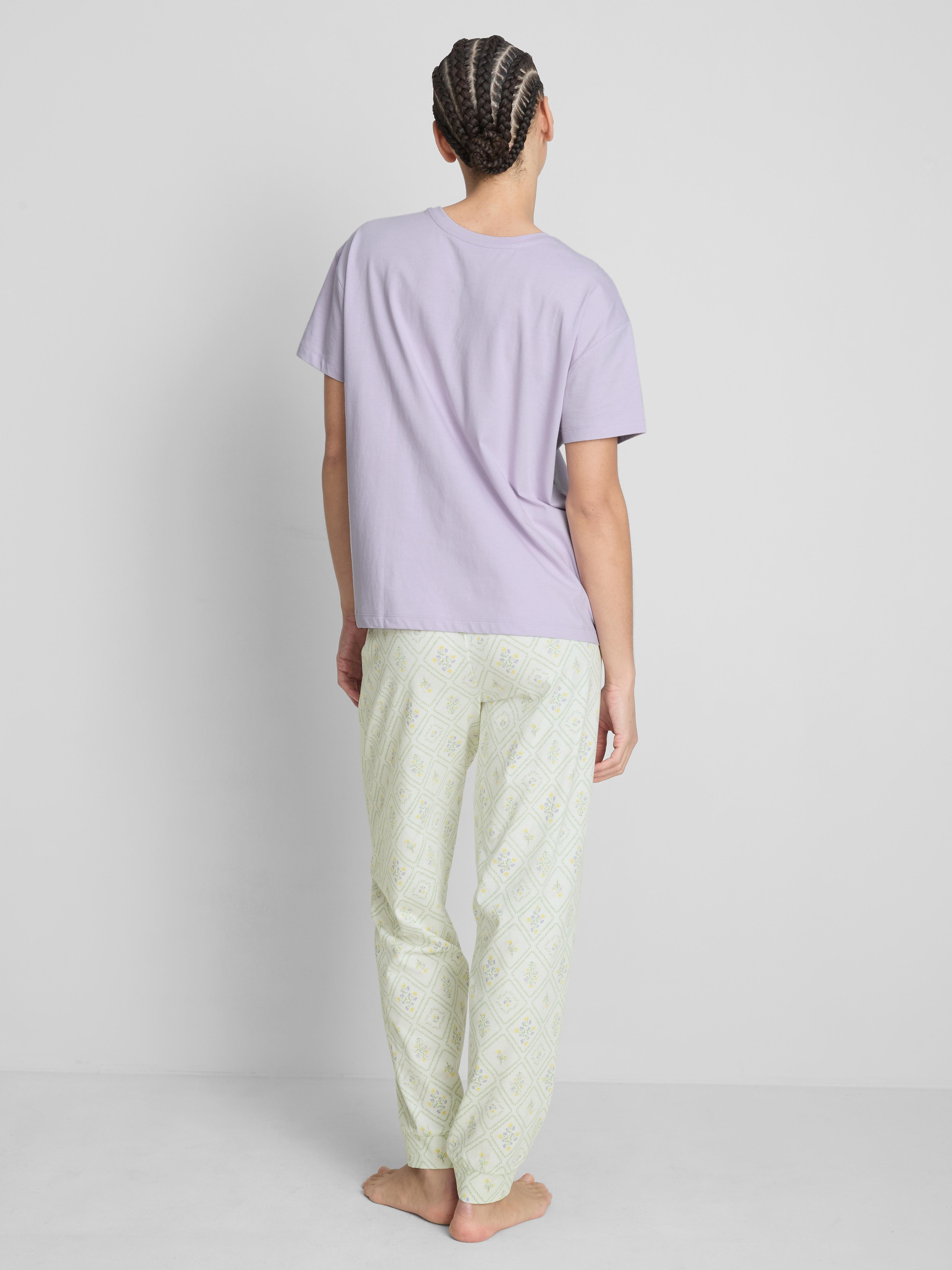 Womens Lilac Cotton Crew Neck Printed Pyjamas | Primark