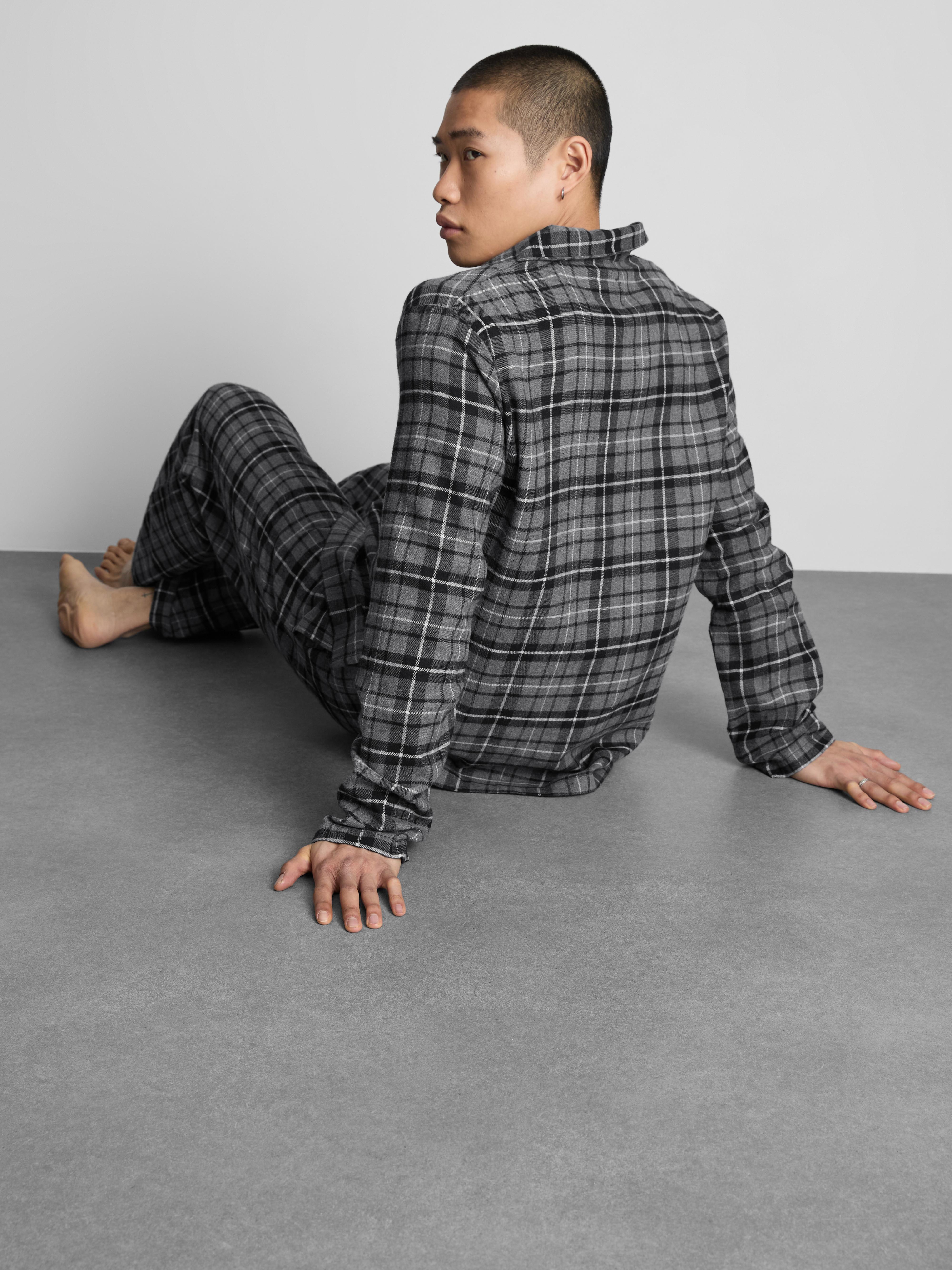 Mens Grey Check Long Pyjama Set | Primark