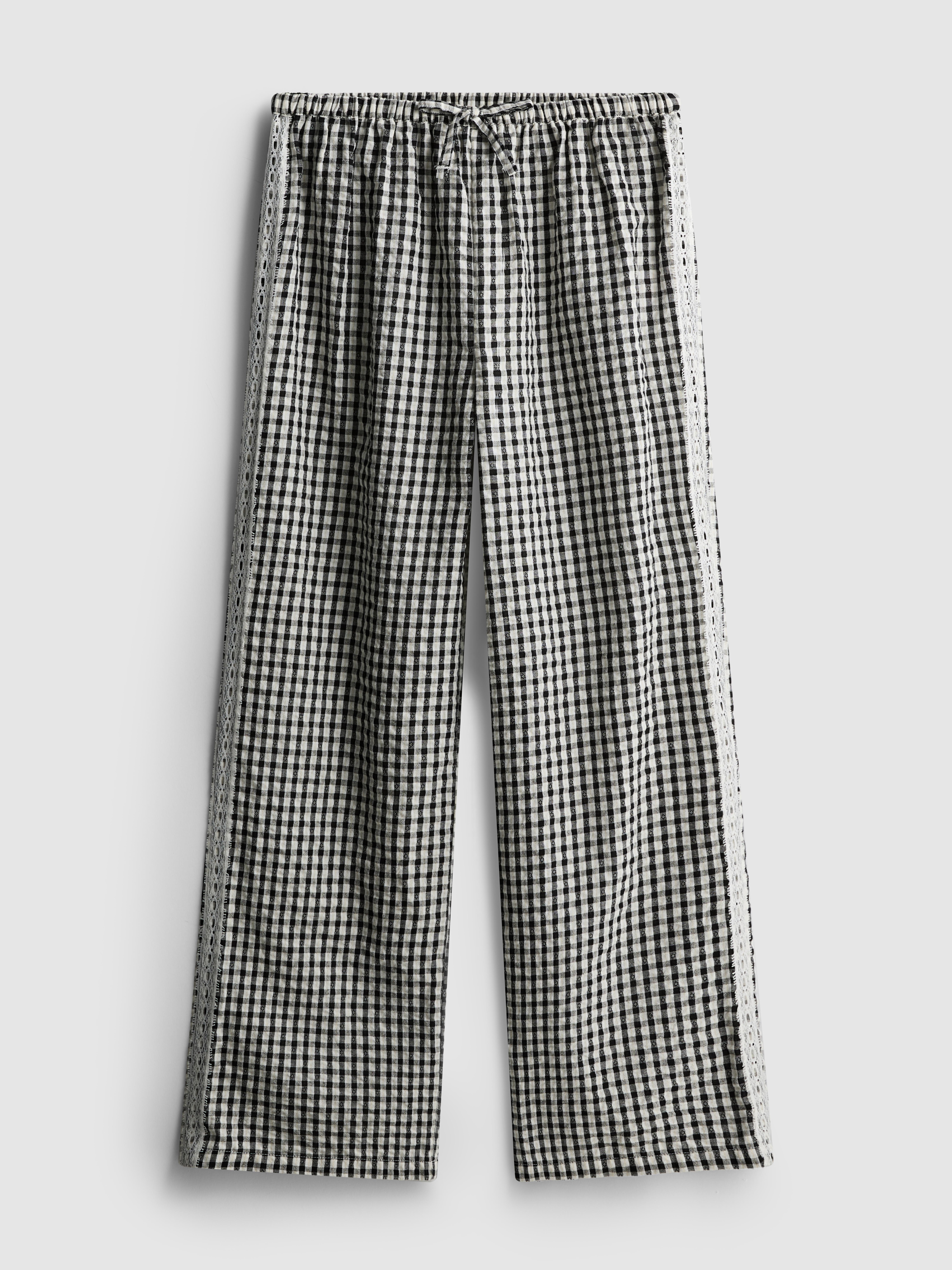 Girls Black/White 7-15yrs | Gingham Check Pants | Primark
