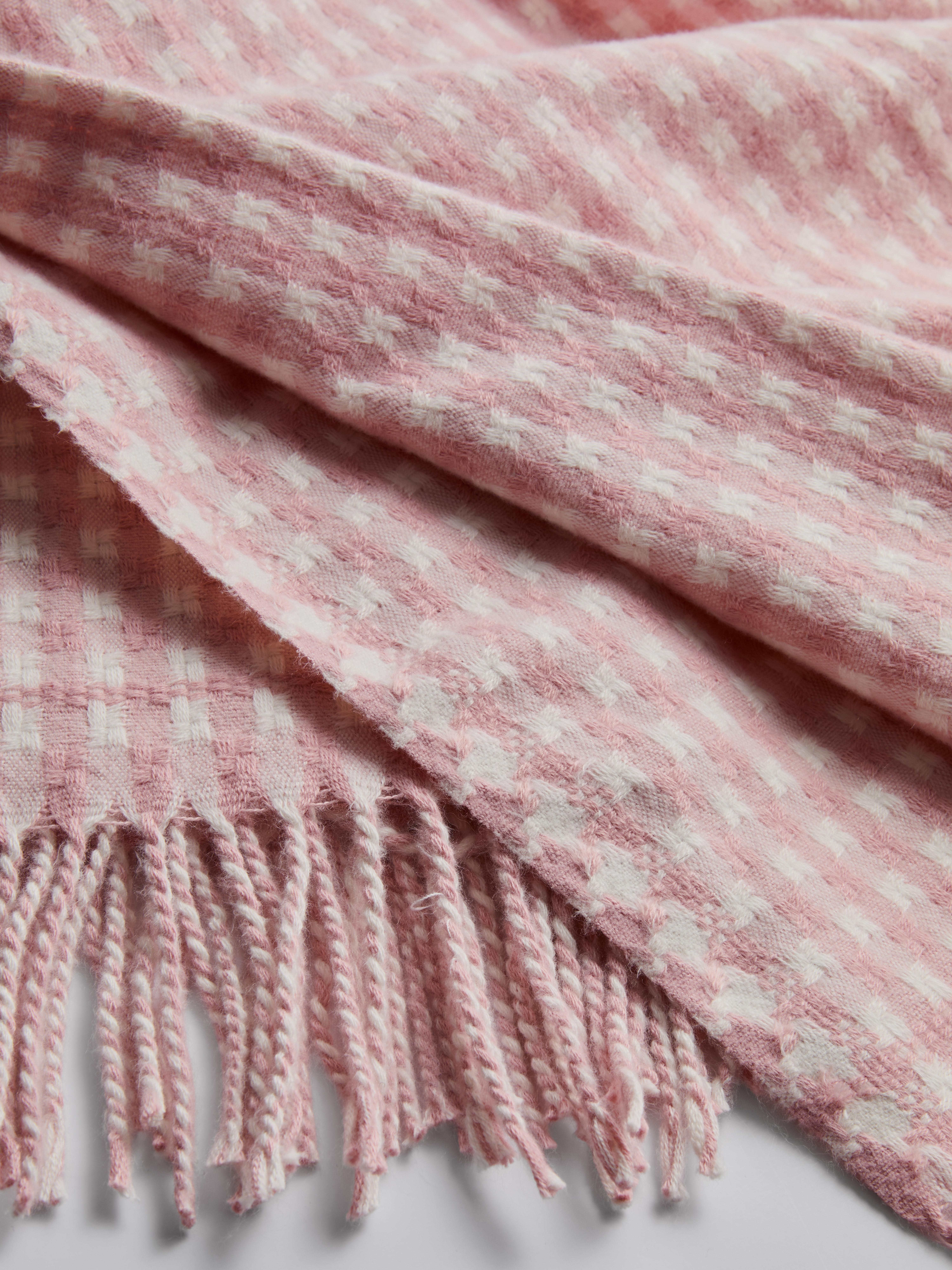 Pink Gingham Tasseled Throw | Primark