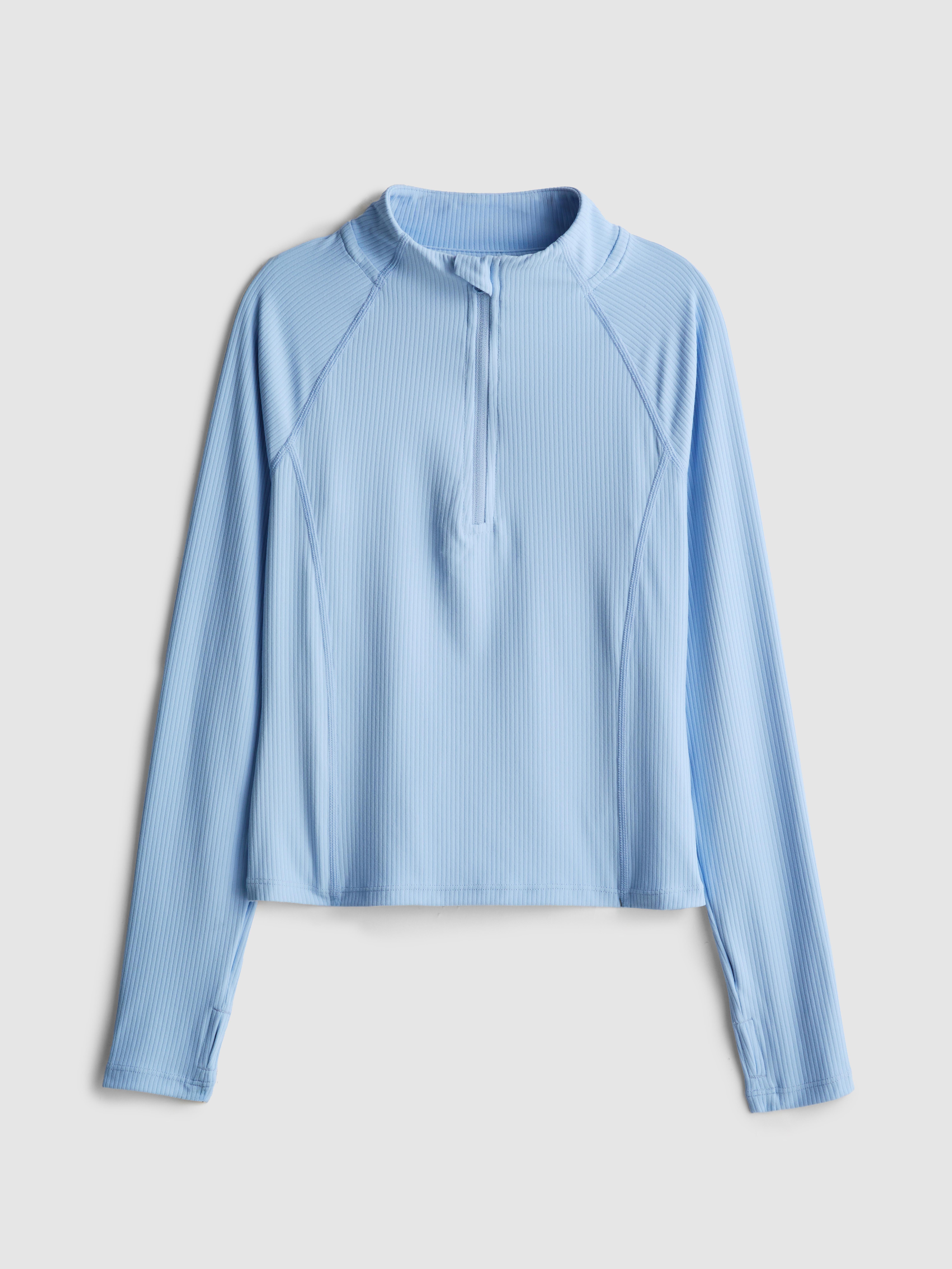 Girls Light Blue Ribbed Active Half-Zip Sweatshirt | Primark