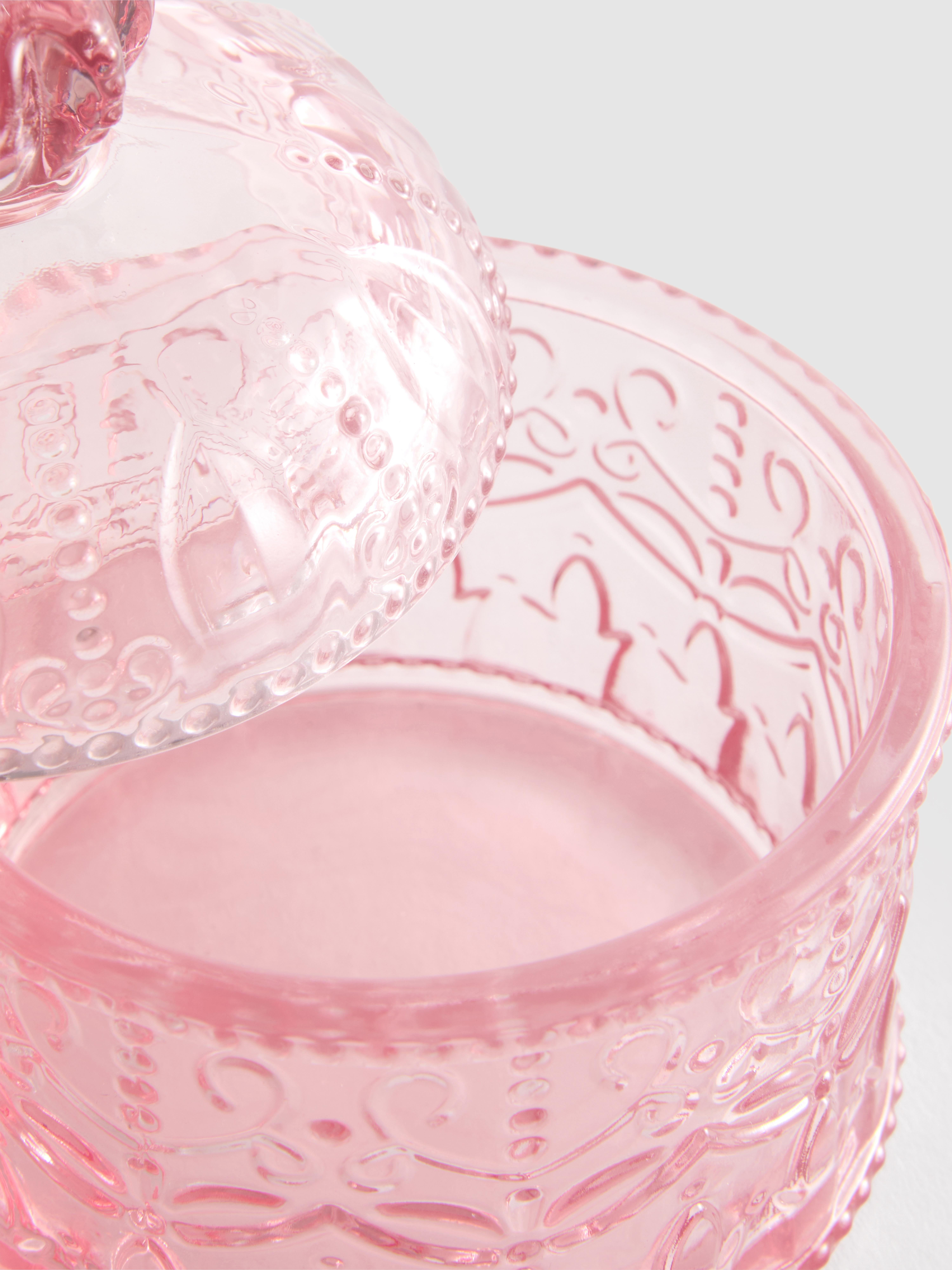 Pink Embossed Glass Trinket Box | Penneys