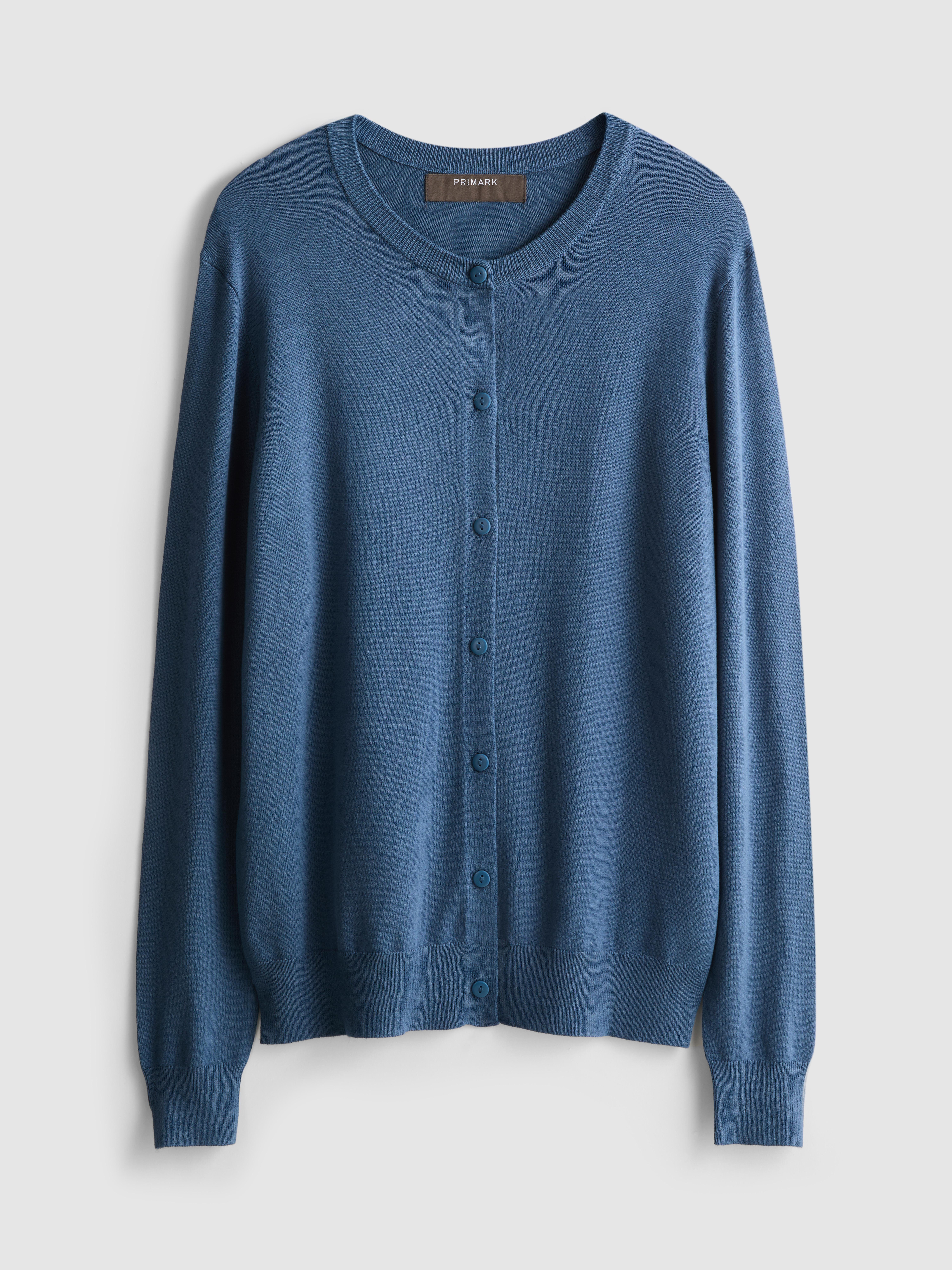 Womens Indigo Essential Crew Neck Cardigan | Primark