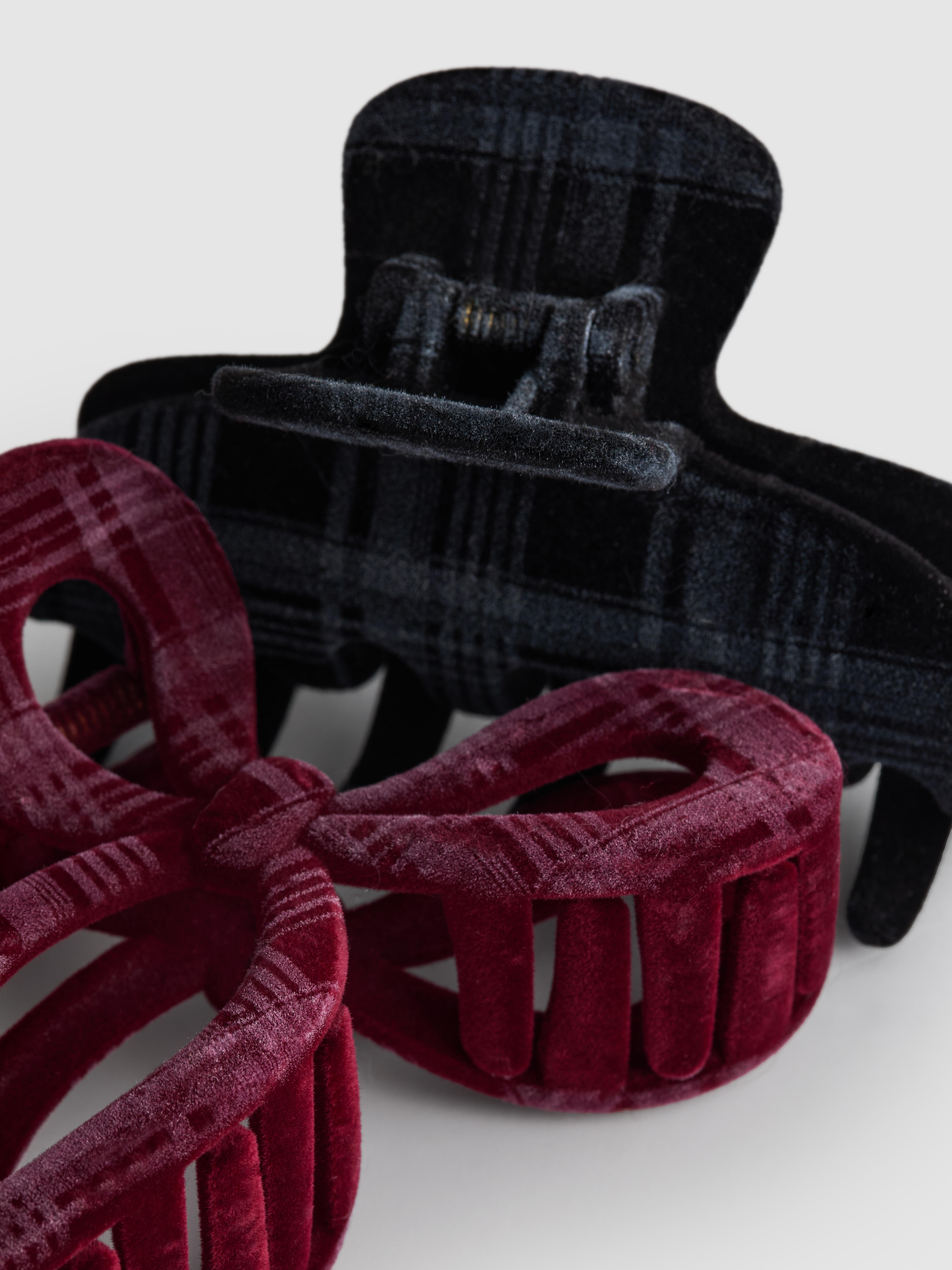 Womens Multi 2pk Mixed Check Claw Clips | Primark