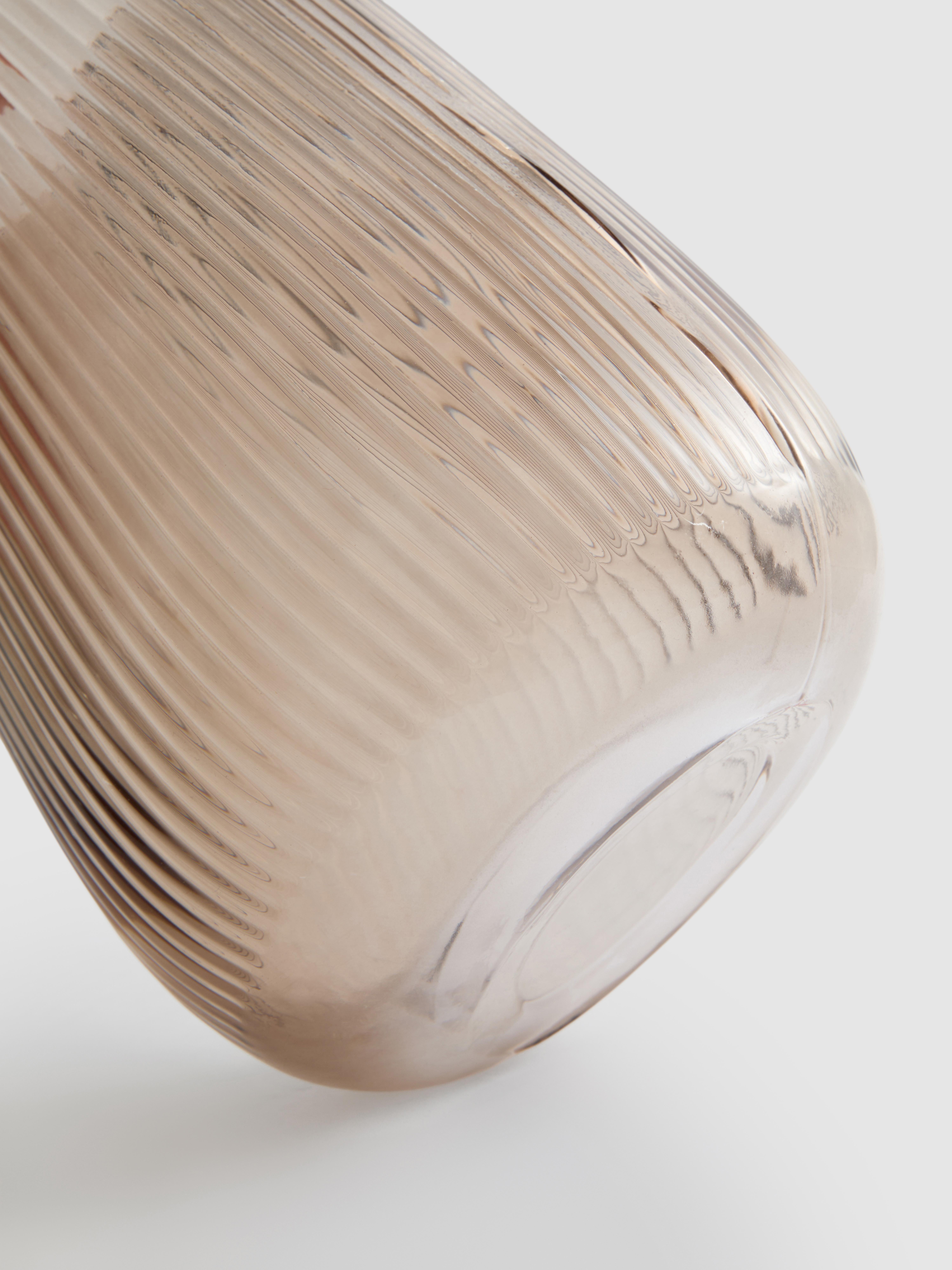 Geriffelte hohe Glasvase - Braun | Primark