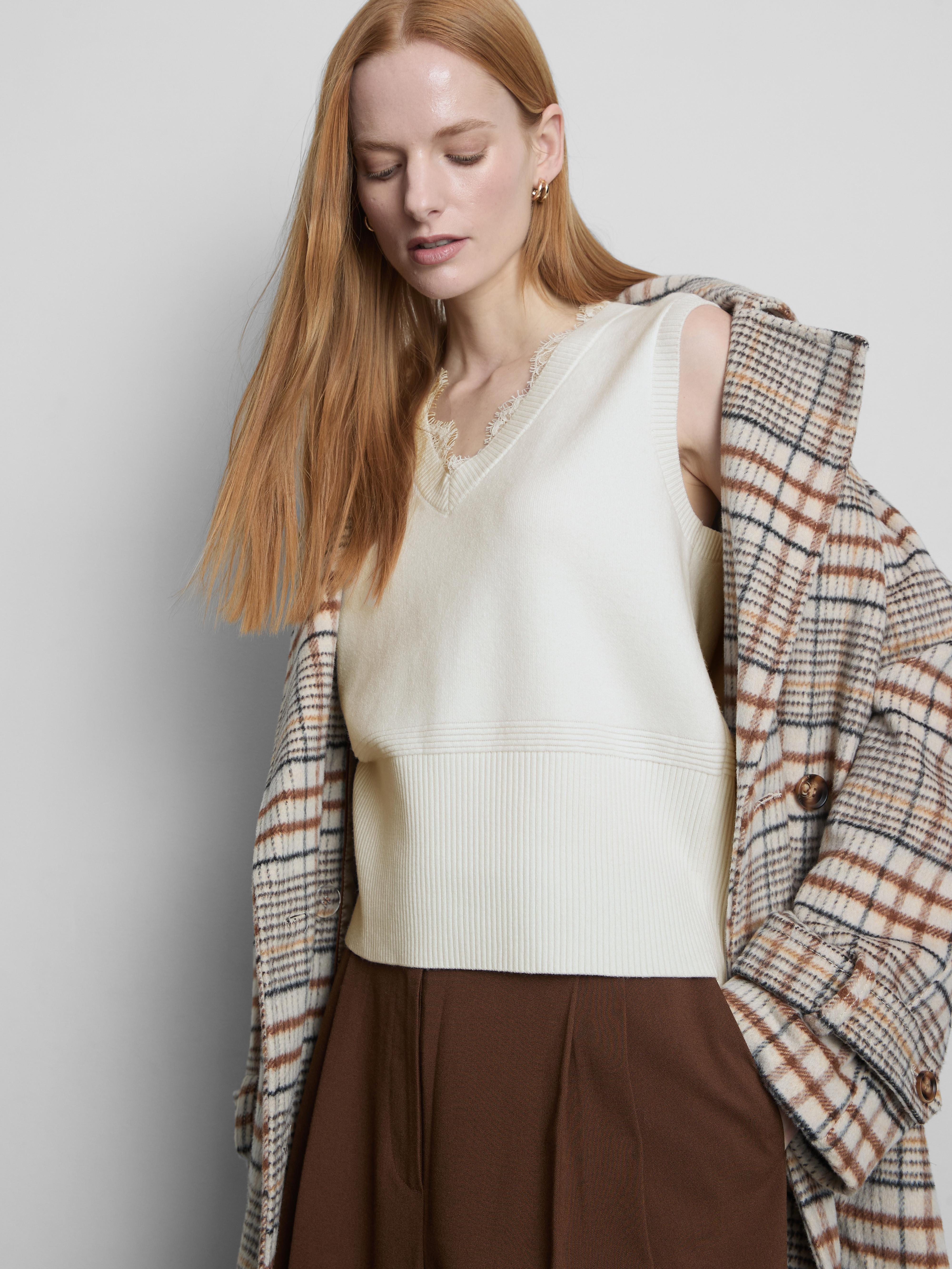 Canotta lavorata a maglia con bordo in pizzo - Bianco - Donna | Primark