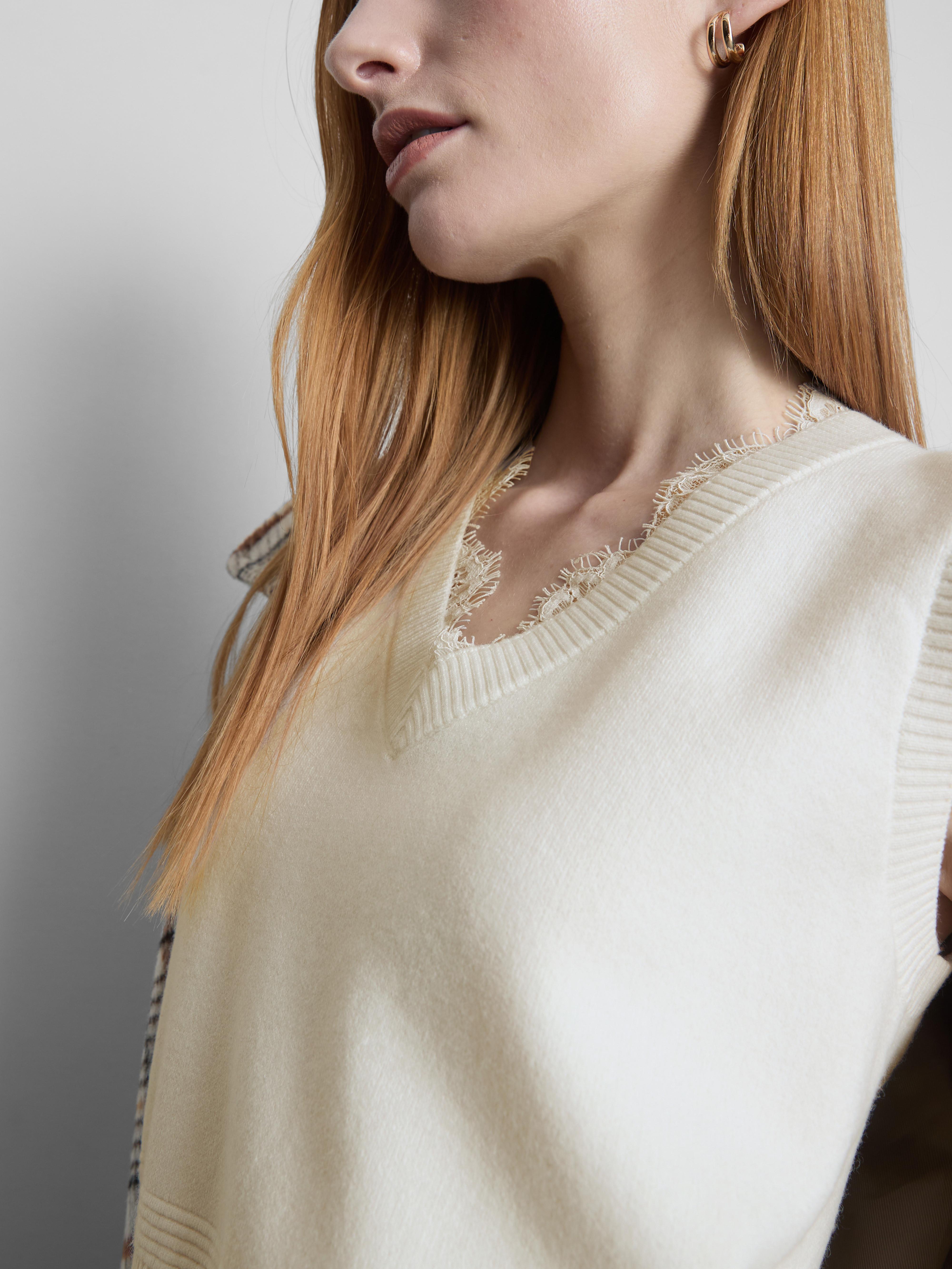 Canotta lavorata a maglia con bordo in pizzo - Bianco - Donna | Primark