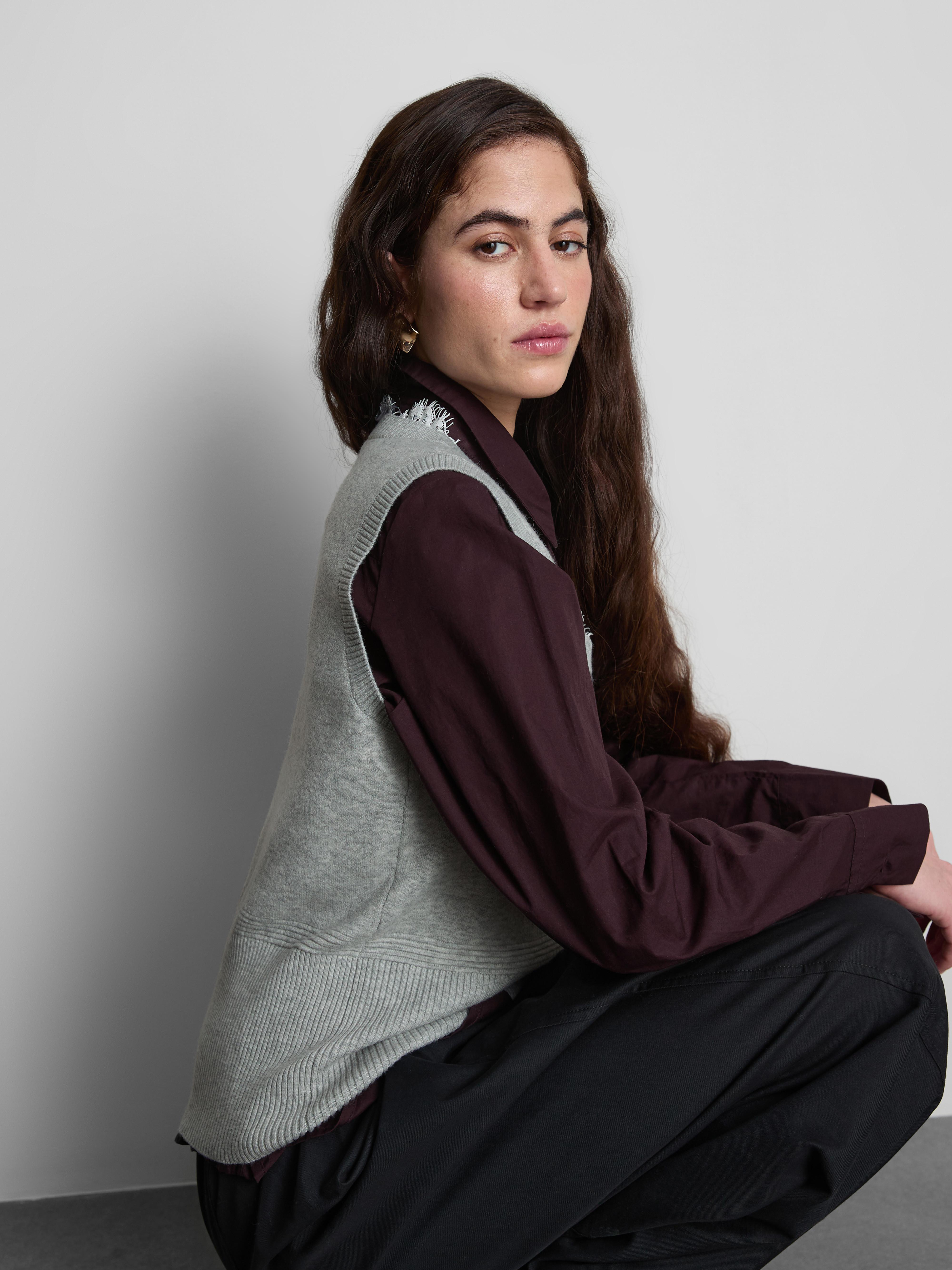 Canotta lavorata a maglia con bordo in pizzo - Grigio - Donna | Primark