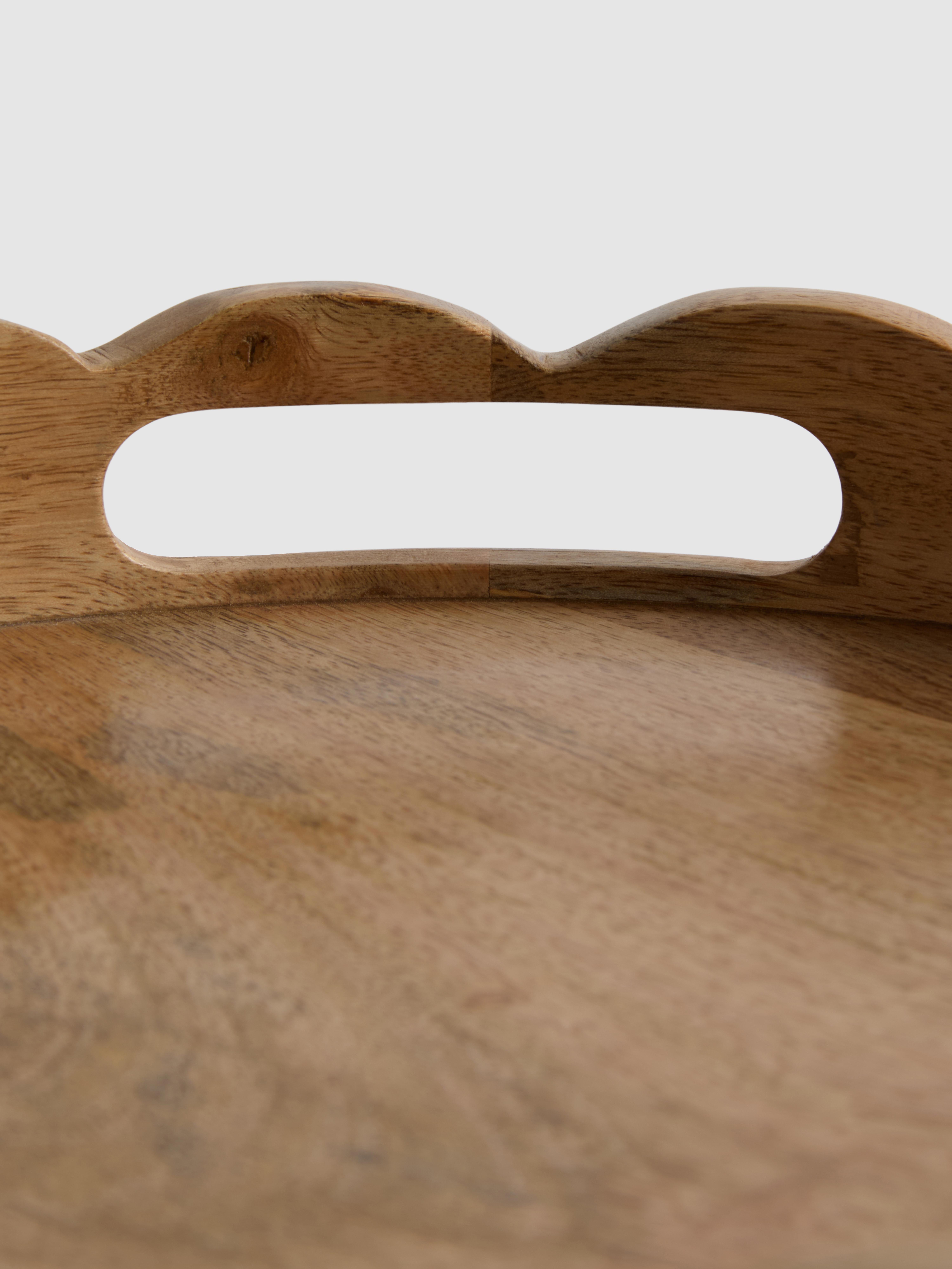 Brown Scalloped Edge Wooden Tray | Penneys