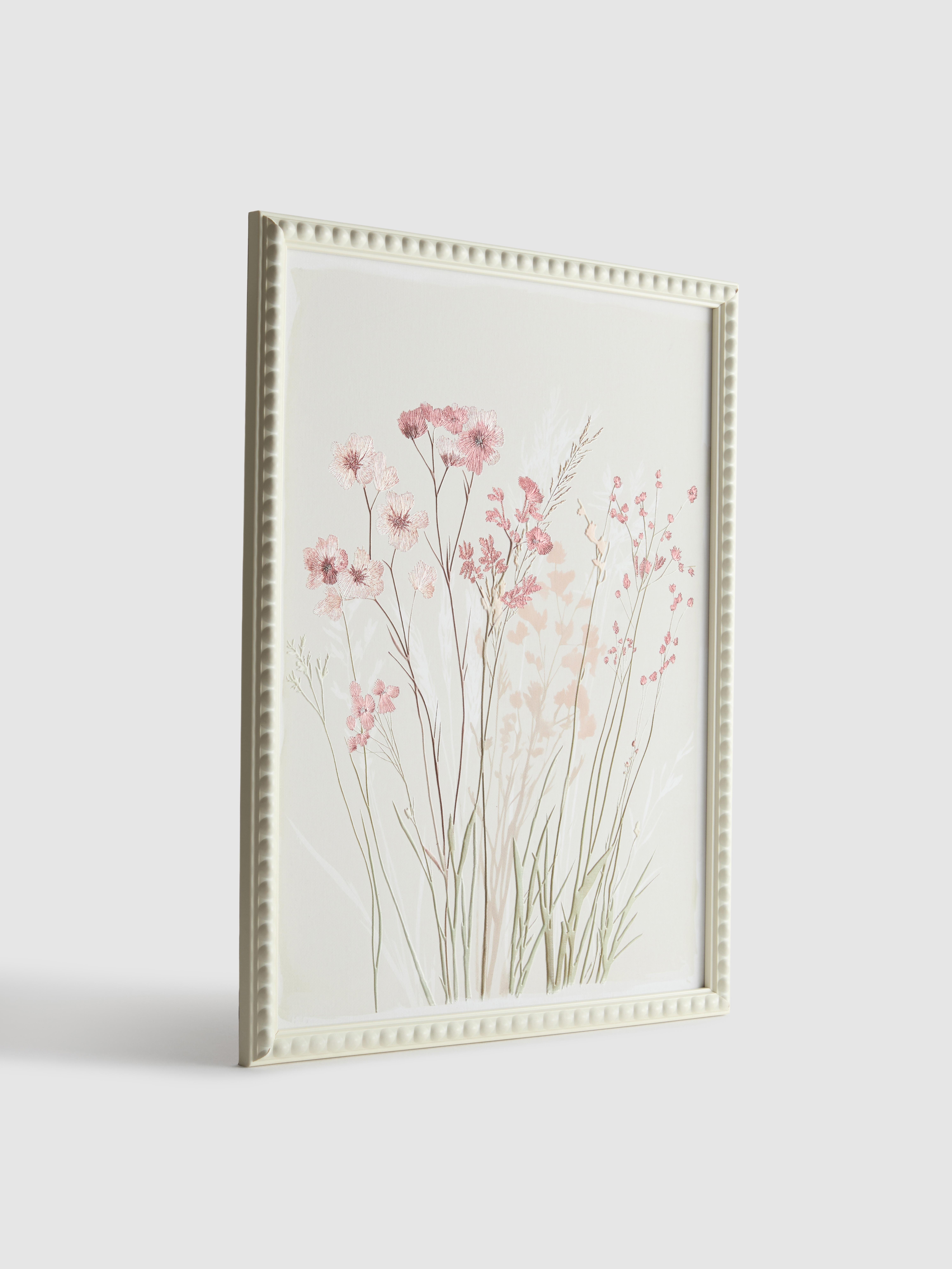 Cream Floral Wall Art In Beaded Frame | Primark